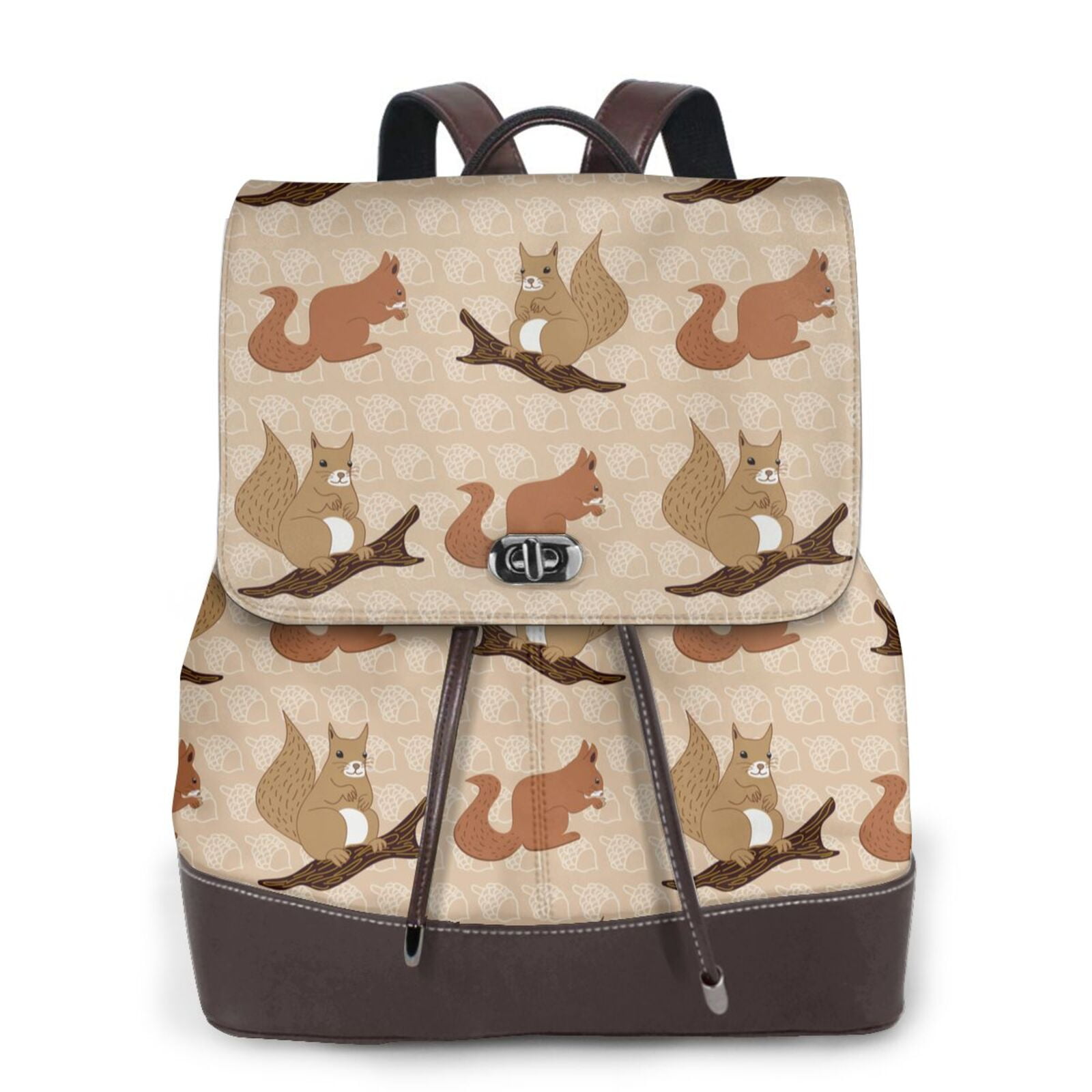 JUNZAN Cartoon Squirrel for PU Leather Backpack,Laptop Backpack Purse ...