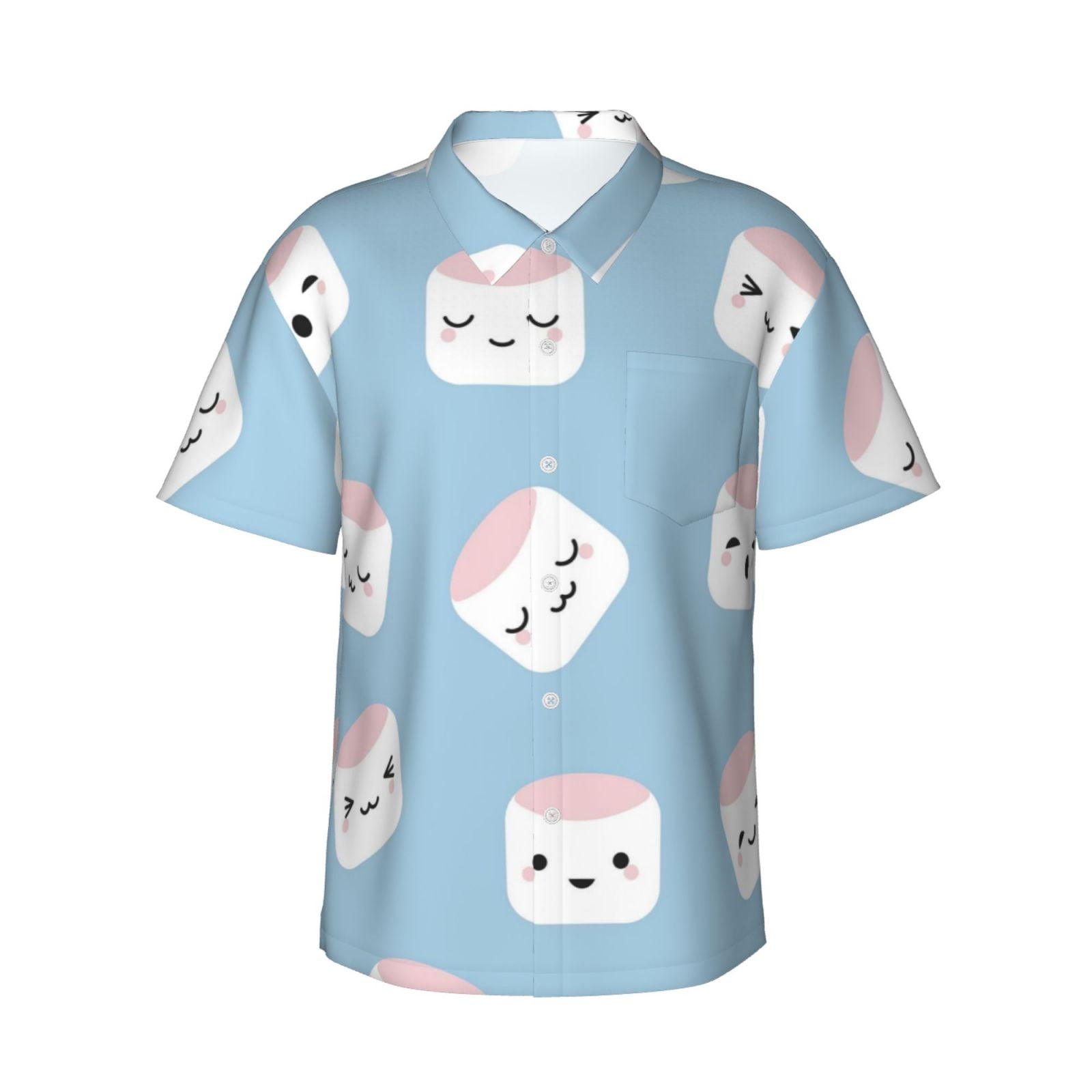JUNZAN Cartoon Sushi Pattern Hawaiian Shirt for Men,Summer Beach Casual ...