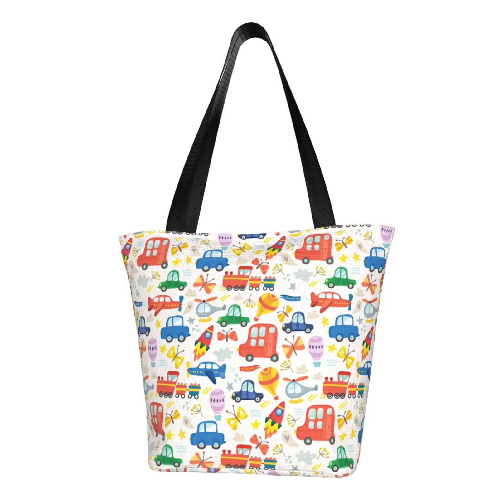 JUNZAN Cartoon Transportation for Shoulder Bag for Women,Tote Bag With ...