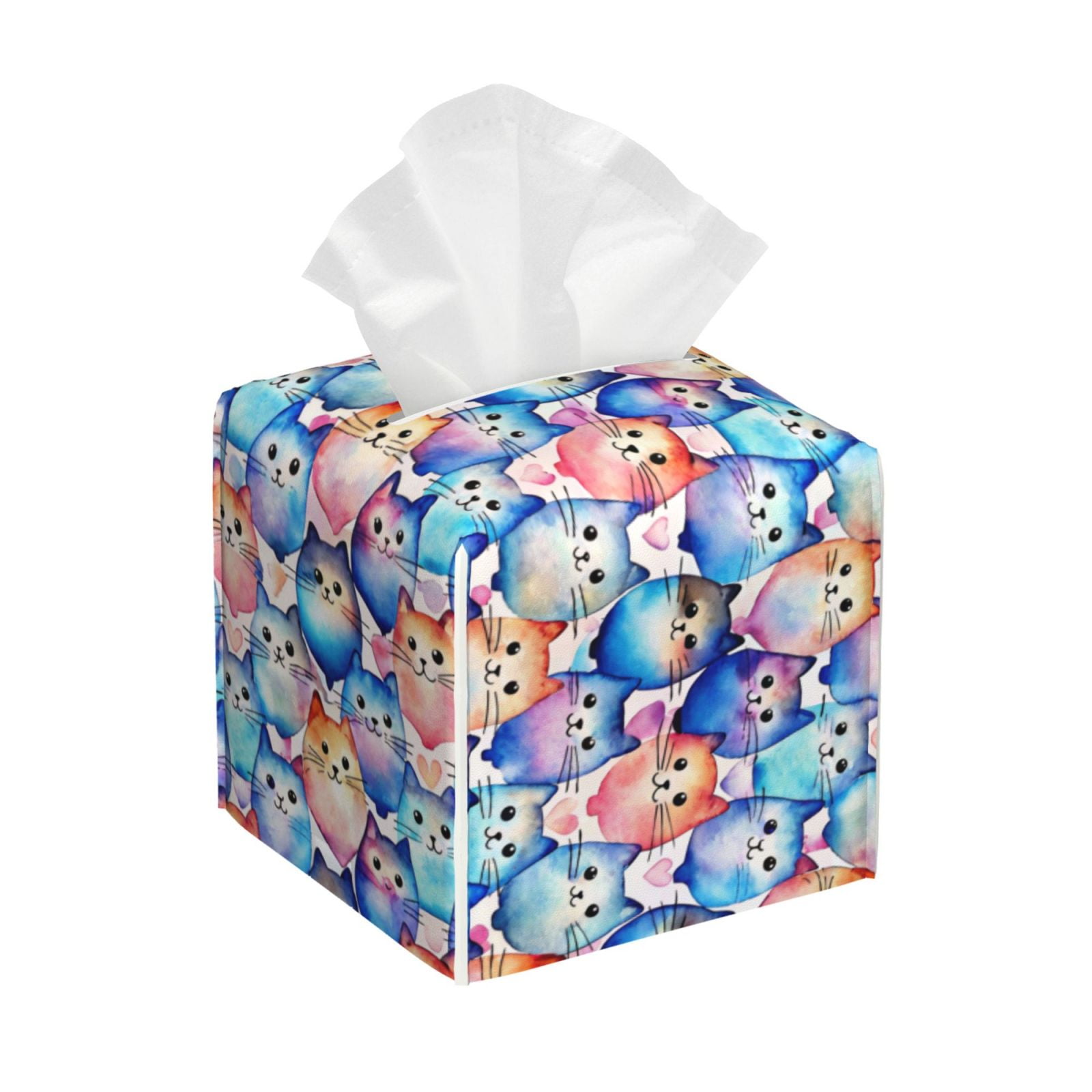 JUNZAN Cartoon colorful cute cat for Tissue Box Cover Holder, Square ...