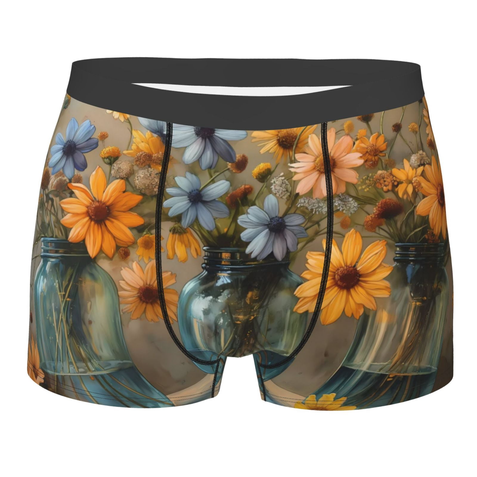 JUNZAN Charming Daisy Bouquet Art Mens Underwear Boxer Briefs for Men’s ...