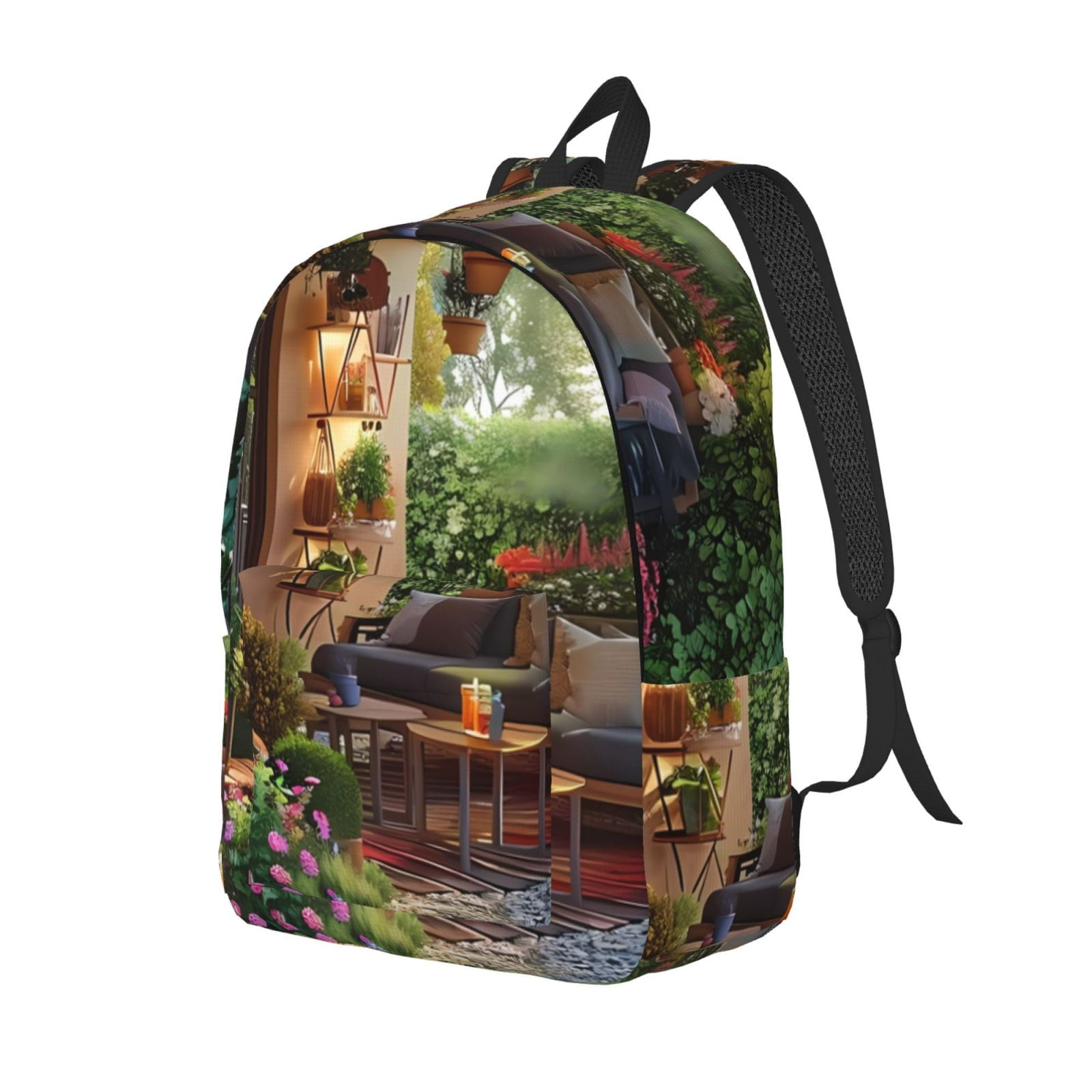JUNZAN Charming Garden Patio Pattern Travel Laptop Backpack for Men ...