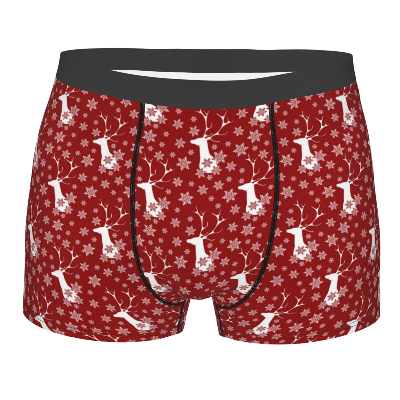 JUNZAN Christmas Deer Head Mens Underwear Boxer Briefs for Men’s-Medium ...