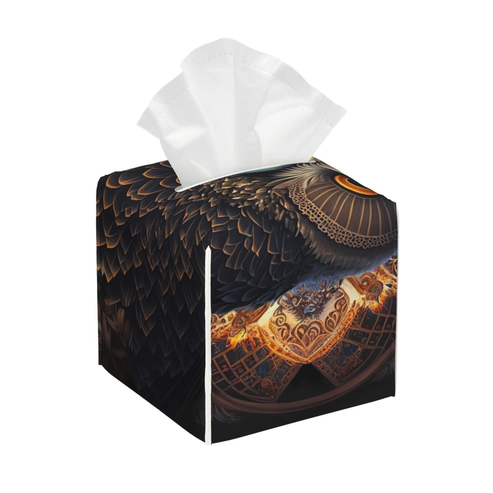 JUNZAN Classical Style Brown Owl for Tissue Box Cover Holder, Square ...