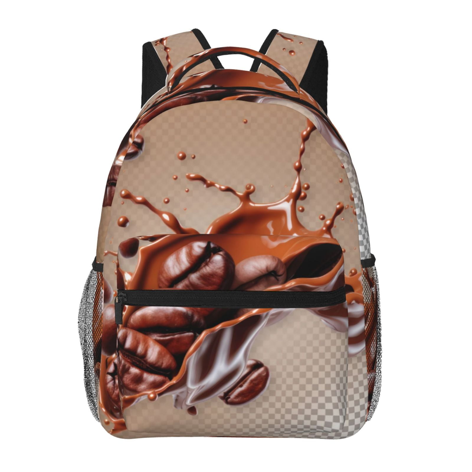 JUNZAN Coffee Beans Chocolate Splash Pattern Casual Laptop Backpack for ...