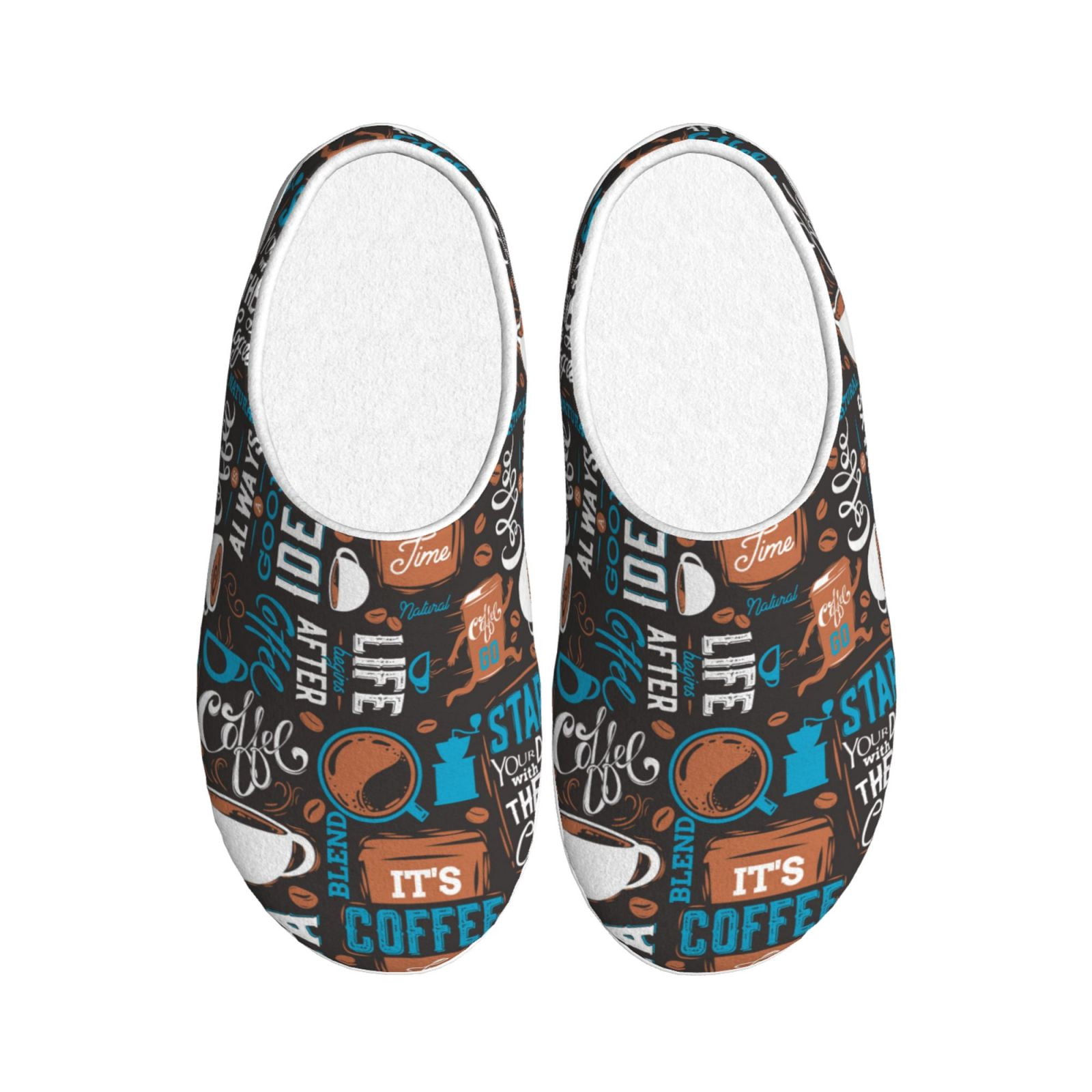 JUNZAN Coffee Lover Print Print Cozy Slippers for Men& Women,Fuzzy Slip ...