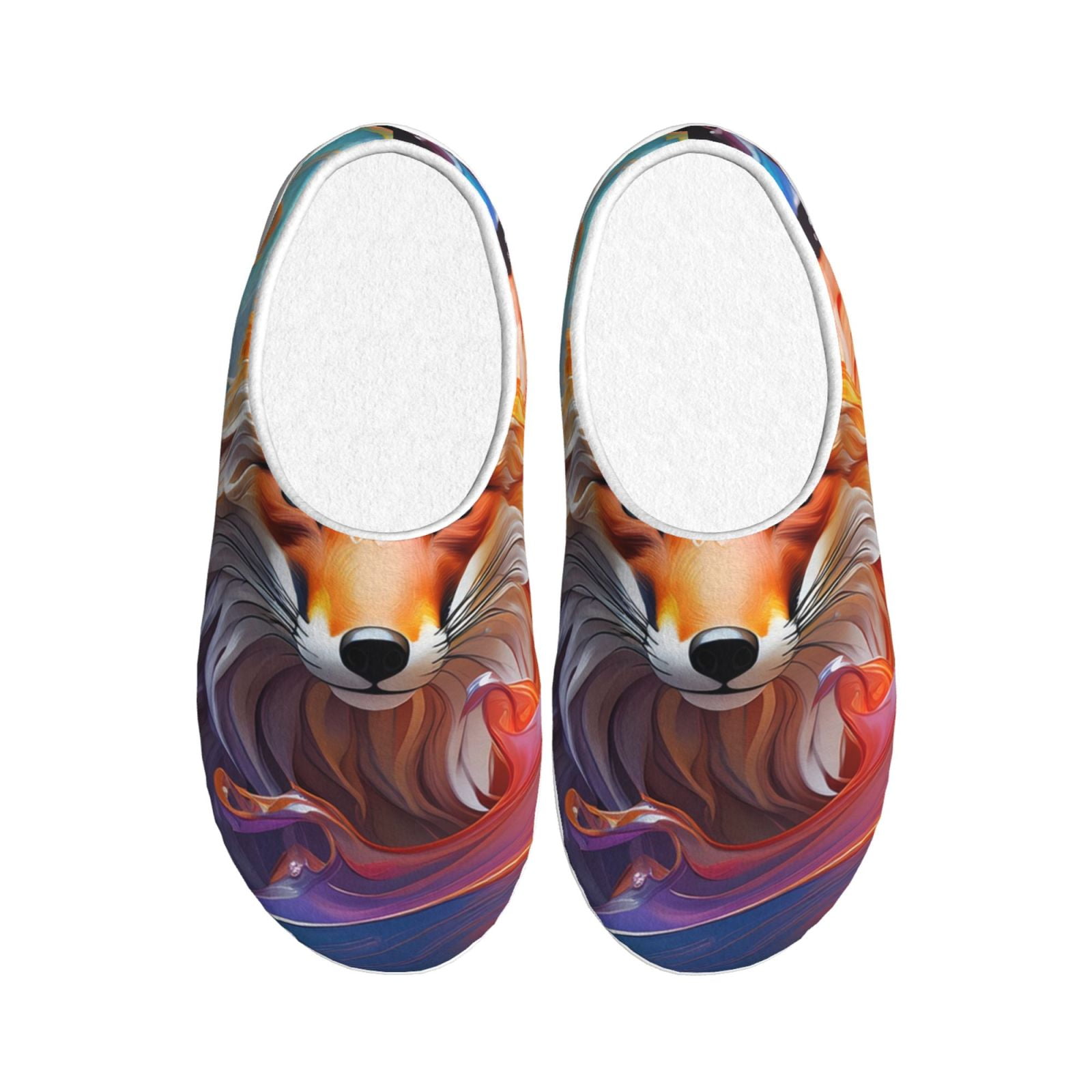 JUNZAN Color Splash Fox Portrait Print Cozy Slippers for Men& Women ...