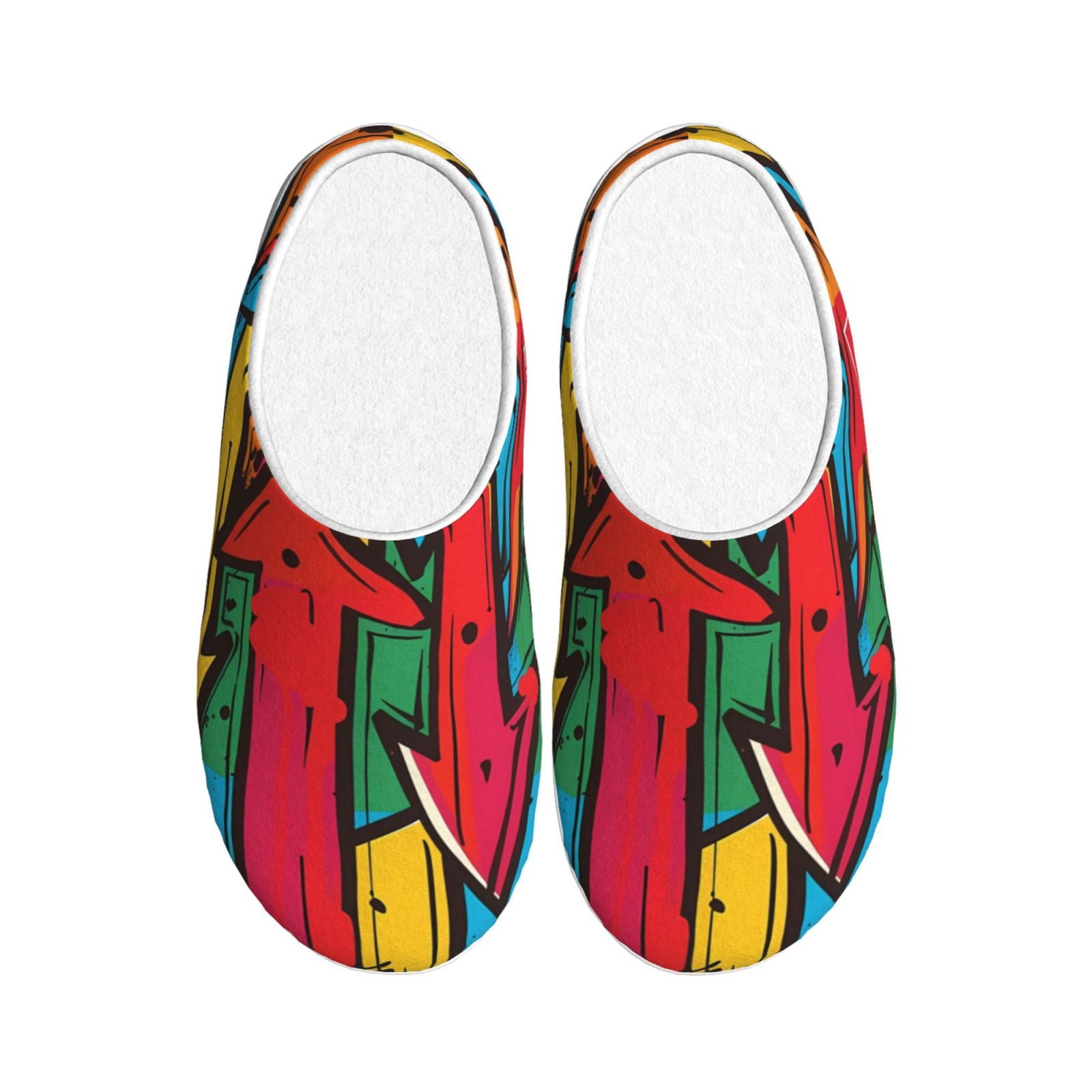 JUNZAN Colorful Arrow Graffiti Pattern Print Cozy Slippers for Men ...