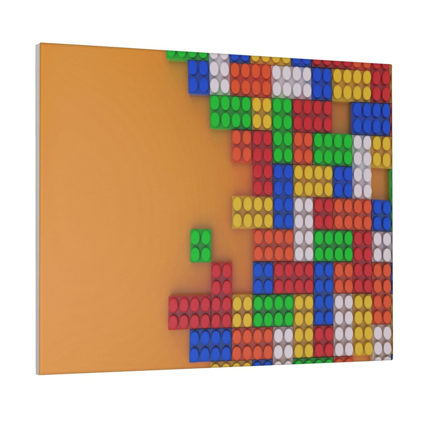 JUNZAN Colorful Building Blocks A Pattern Canvas Art Wall Decor,Canvas ...
