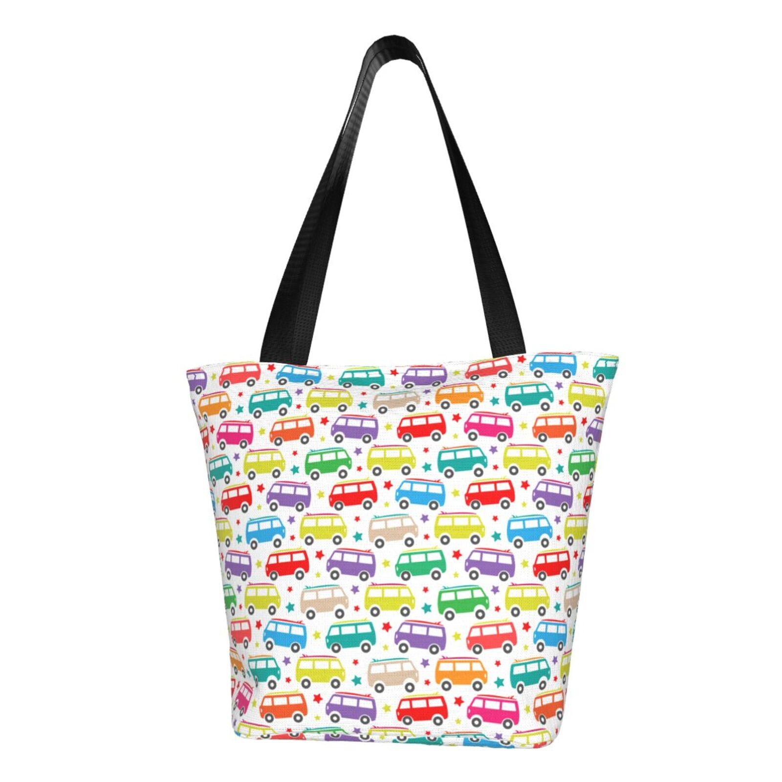 JUNZAN Colorful Bus for Shoulder Bag for Women,Tote Bag With Zipper ...