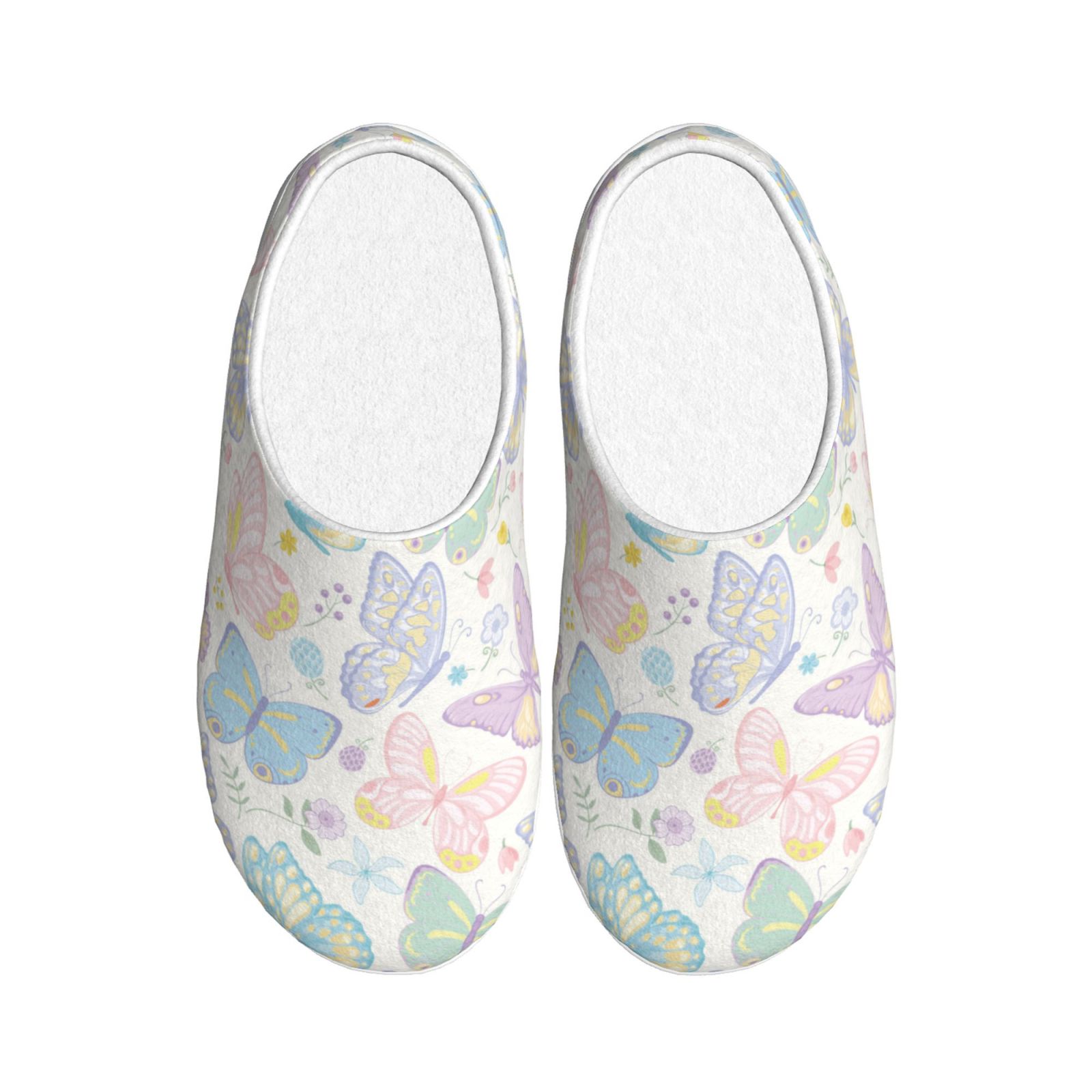 JUNZAN Colorful Butterfly Print Cozy Slippers for Men& Women,Fuzzy Slip ...