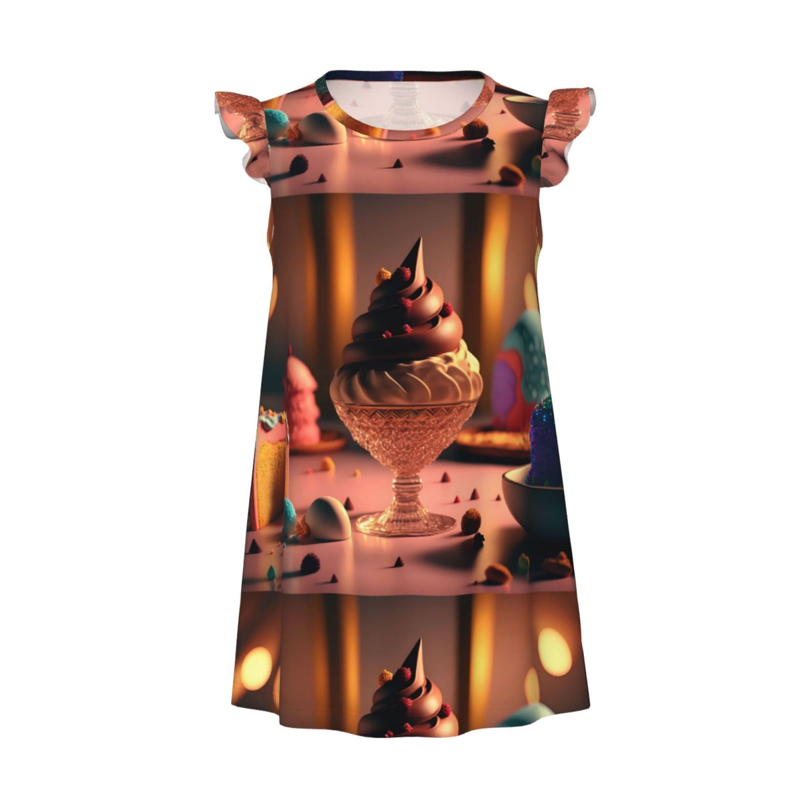 JUNZAN Colorful Cake Ice Cream Print Girls Nightgown Pajamas - Soft ...