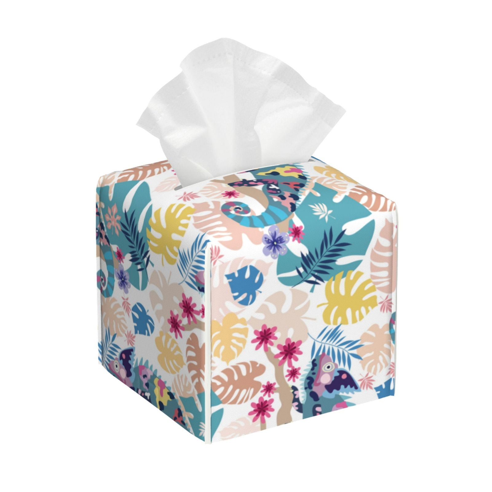 JUNZAN Colorful Chameleons for Tissue Box Cover Holder, Square Facial ...