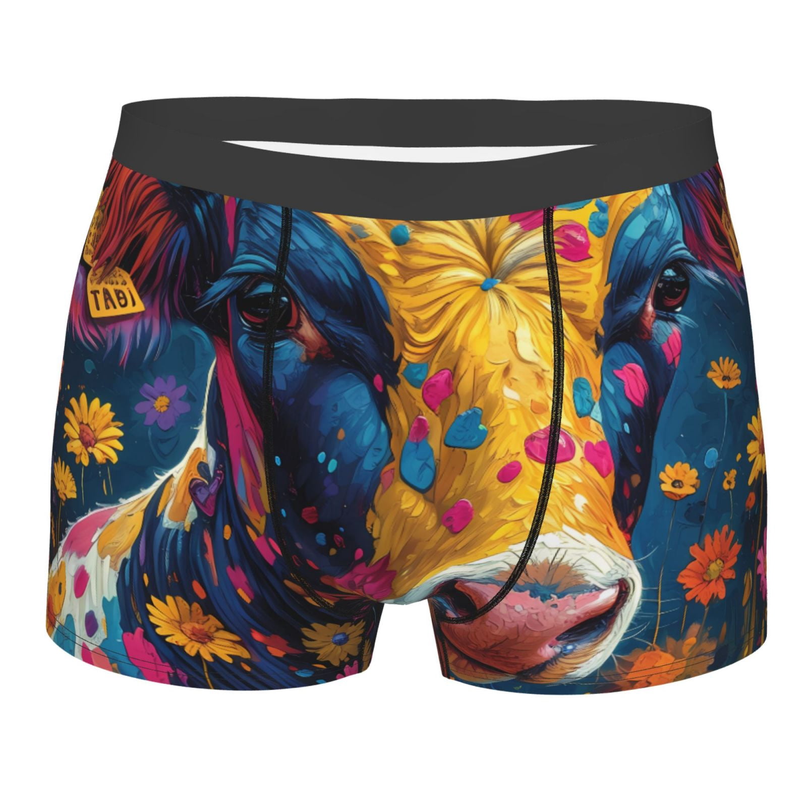 JUNZAN Colorful Daisy Sunflower Cow Mens Underwear Boxer Briefs for Men ...