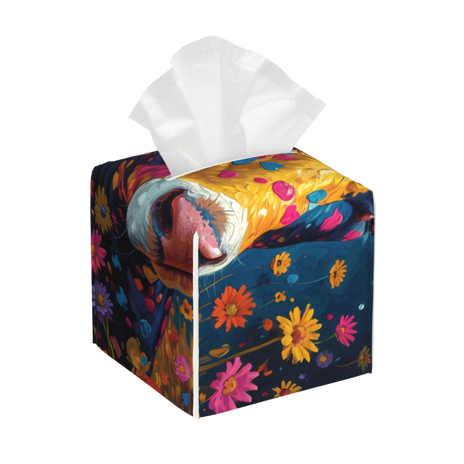 JUNZAN Colorful Daisy Sunflower Cow for Tissue Box Cover Holder, Square ...