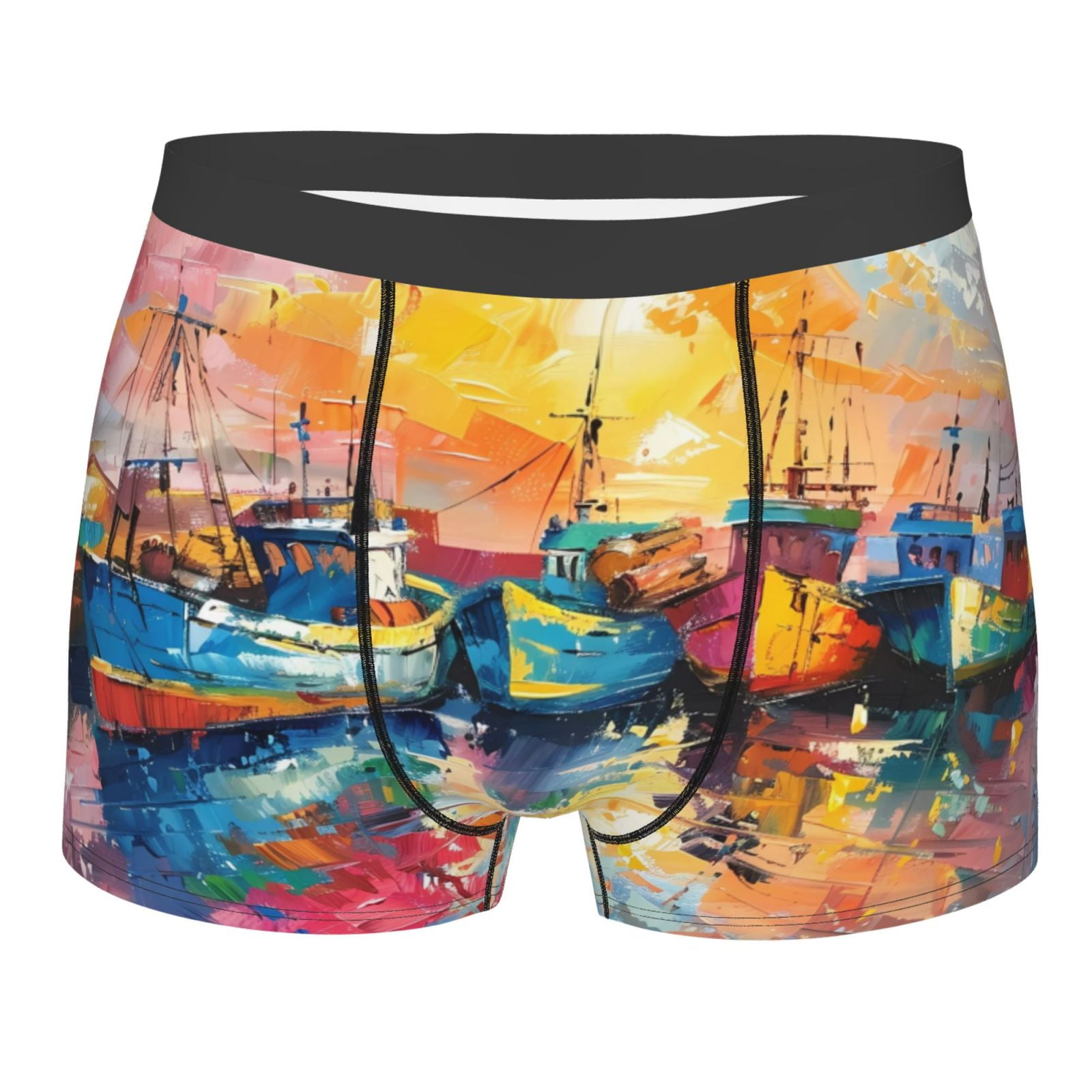 JUNZAN Colorful Fishing Boats Mens Underwear Boxer Briefs for Men’s ...