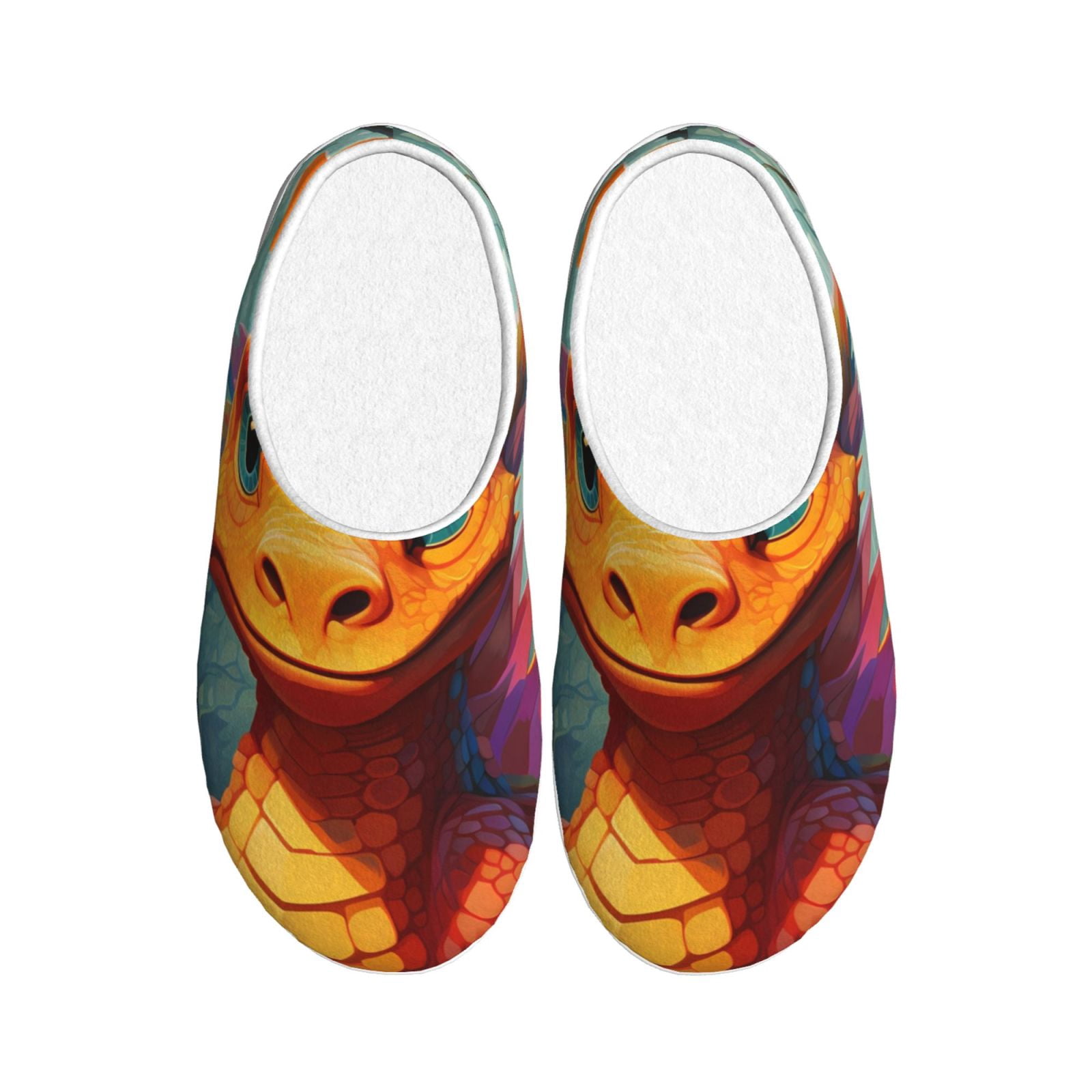 JUNZAN Colorful Flower Chameleon Print Cozy Slippers for Men& Women ...