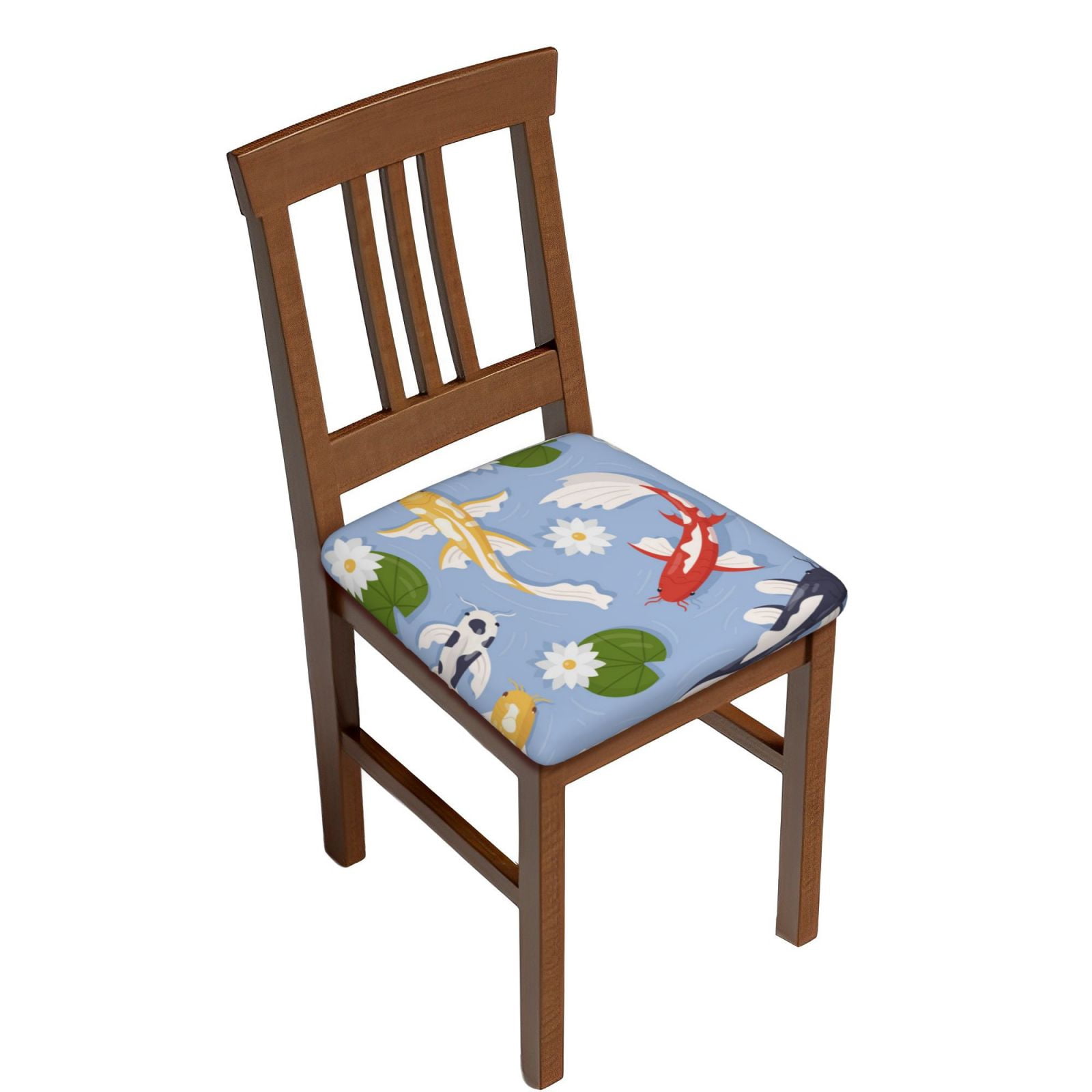 JUNZAN Colorful Koi Fish Print Dining Chair Seat Covers, Stretch Fitted ...
