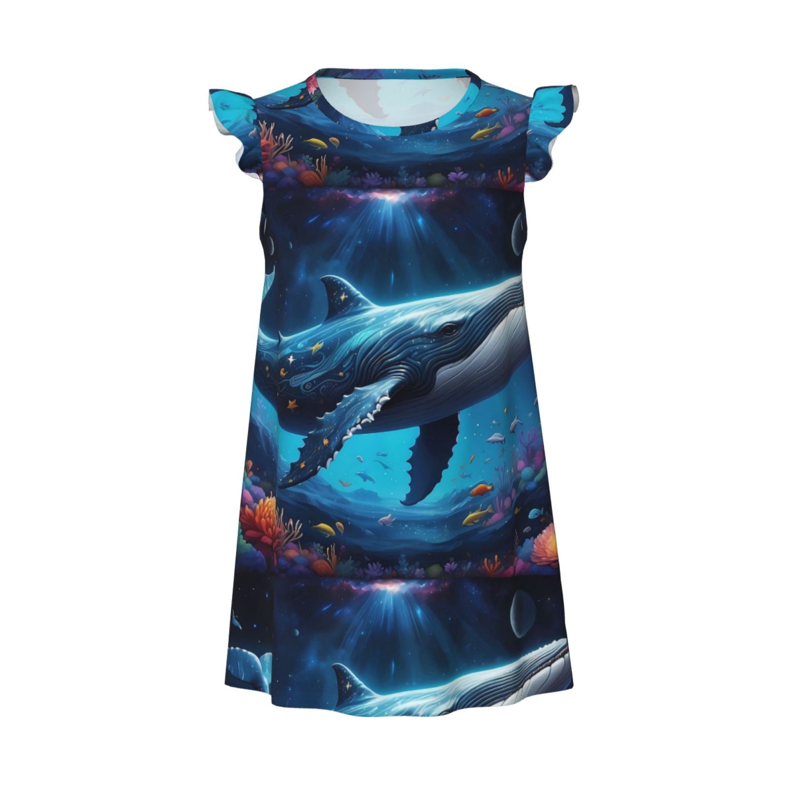 JUNZAN Colorful Ocean Whale Print Girls Nightgown Pajamas - Soft ...