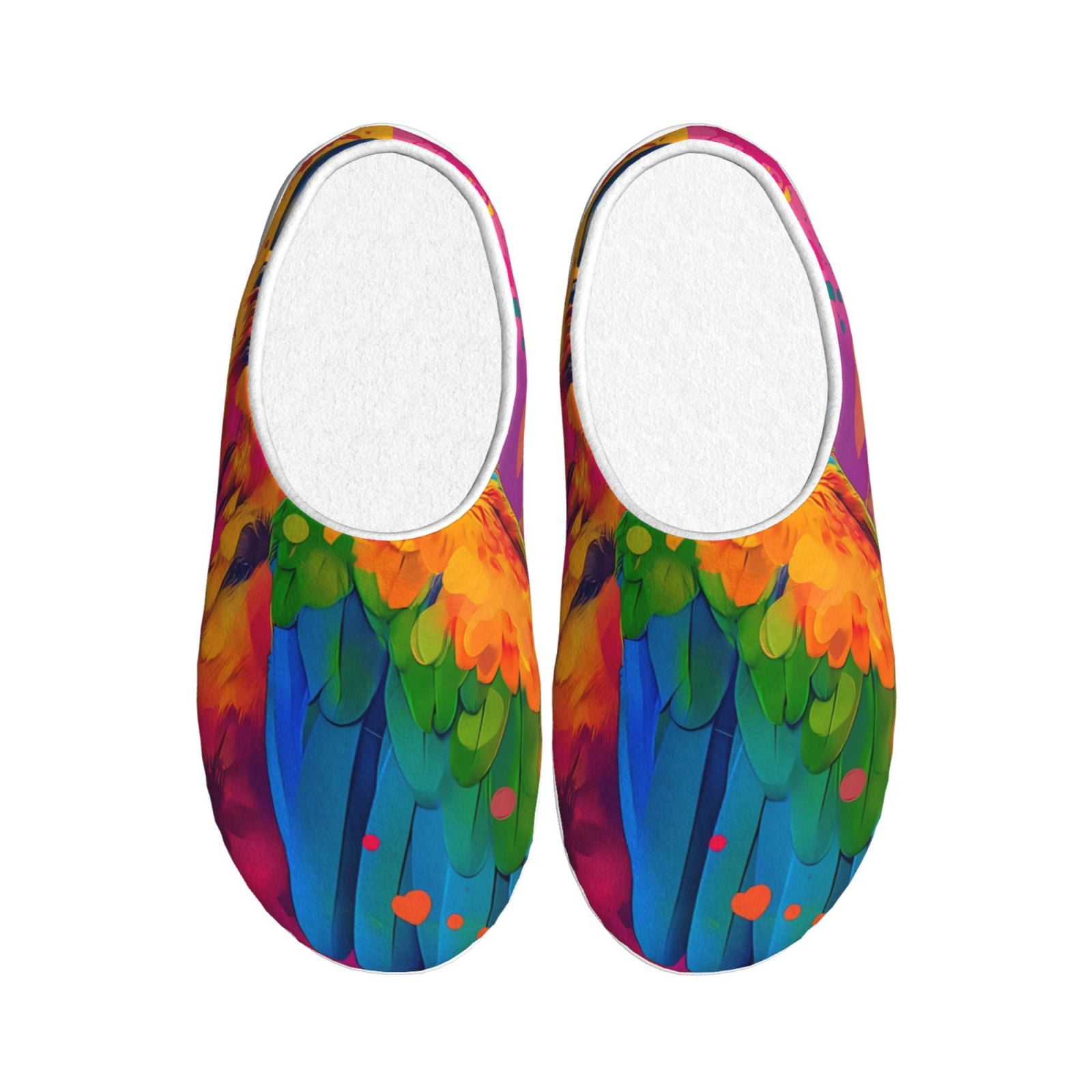 JUNZAN Colorful Parrot Jungle Dream A Print Cozy Slippers for Men ...