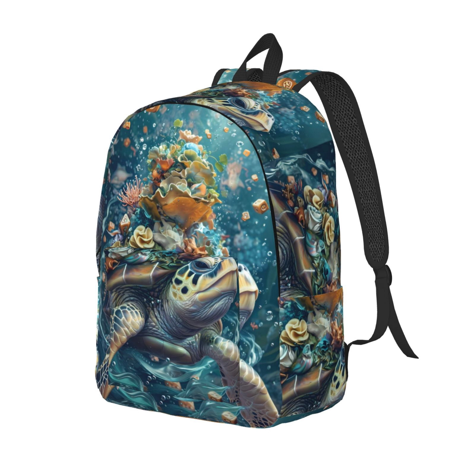 JUNZAN Colorful Plant Turtle Pattern Travel Laptop Backpack for Men ...