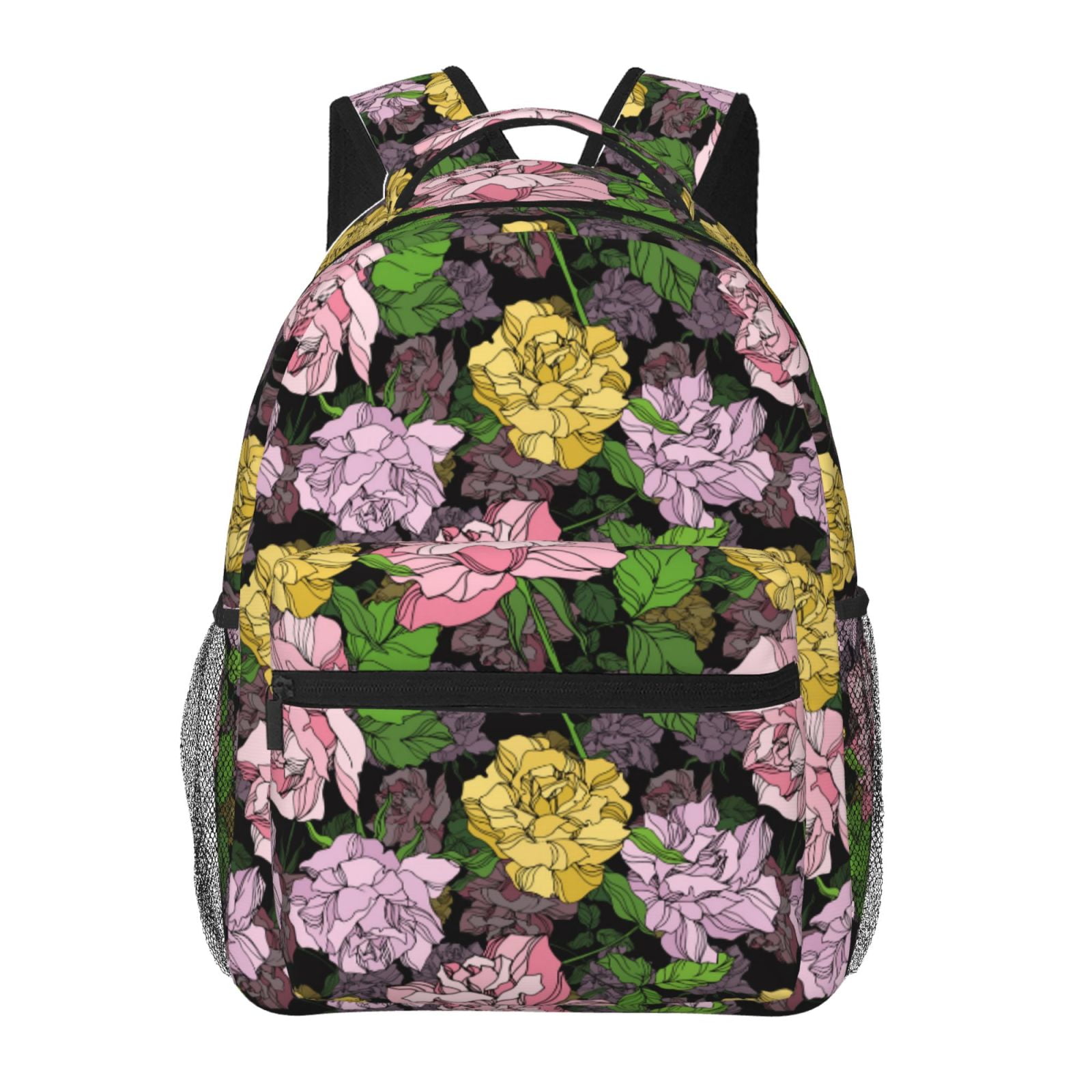 JUNZAN Colorful Roses Pattern Casual Laptop Backpack for Men Women ...