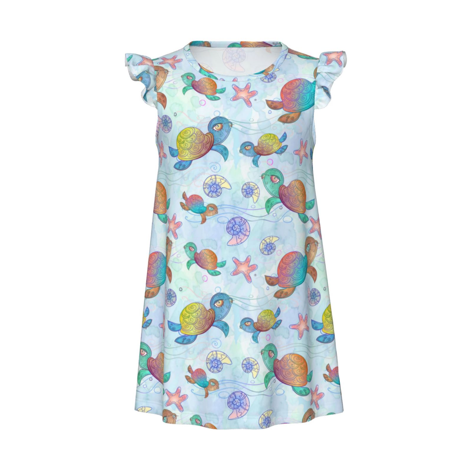 JUNZAN Colorful Sea Turtle Print Girls Nightgown Pajamas - Soft Toddler ...