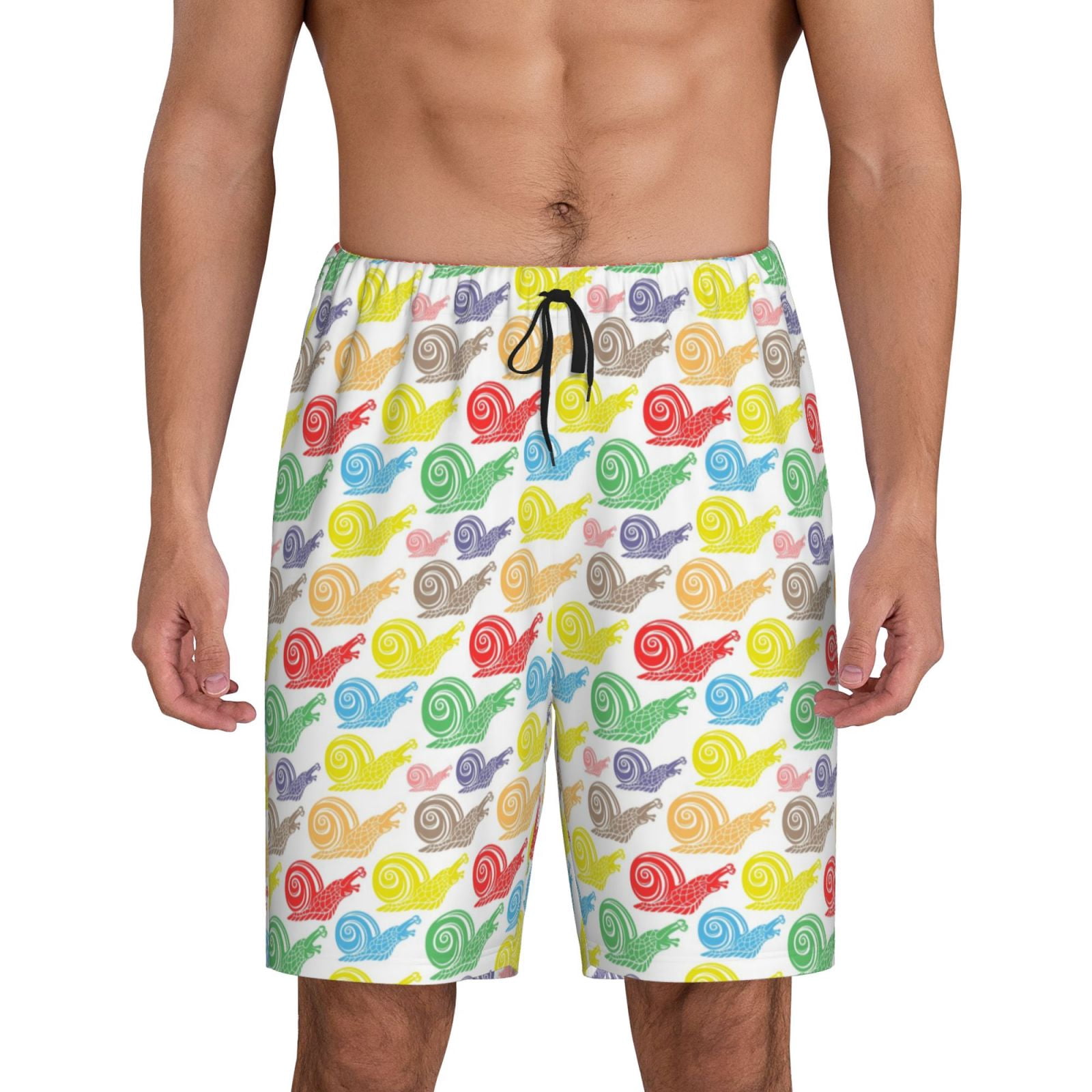 JUNZAN Colorful Snails Pattern Sleep Pajama Shorts for Men,Men's Pajama ...