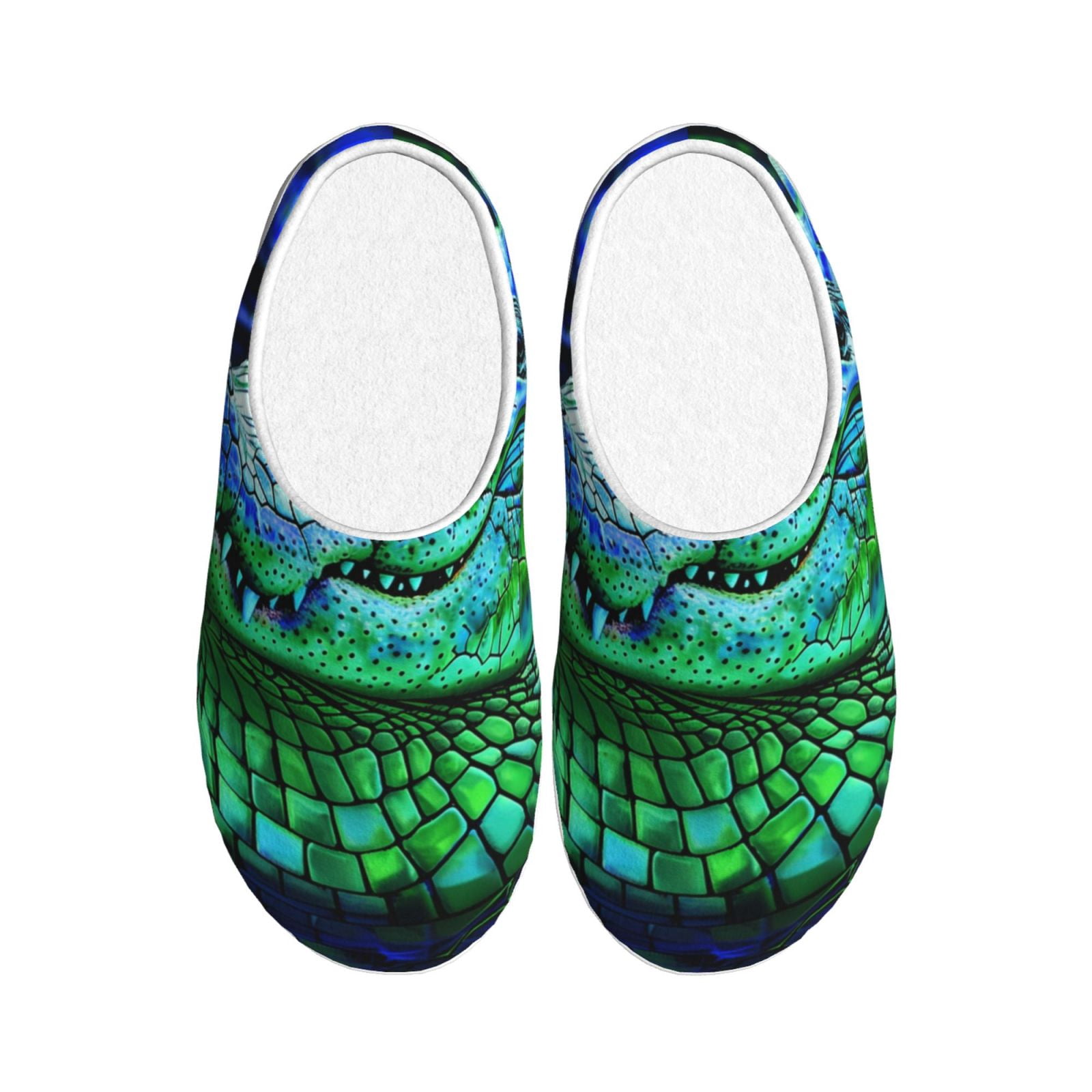 JUNZAN Colorful Stained Glass Crocodile Print Cozy Slippers for Men ...