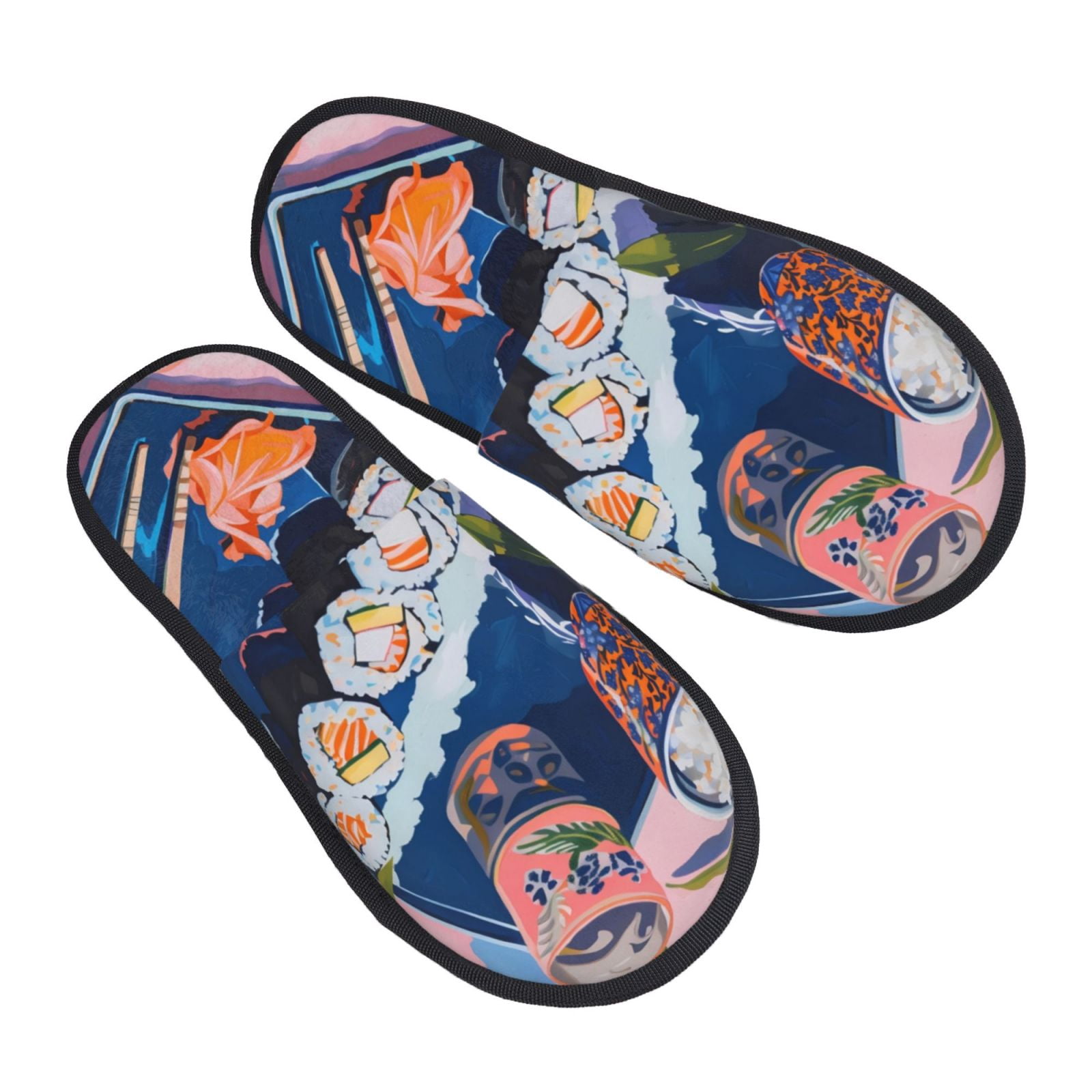 JUNZAN Colorful Sushi Food Art Slippers for Women,House Shoes Non Slip ...