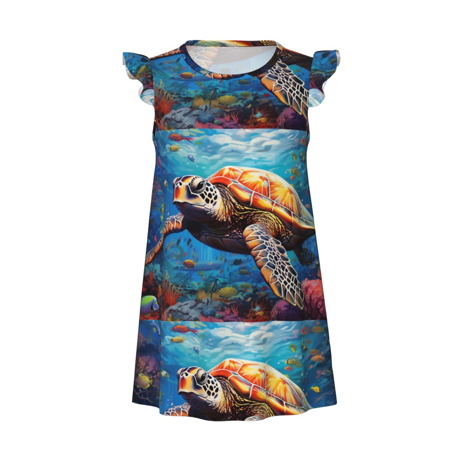 JUNZAN Colorful Underwater Sea Turtle Print Girls Nightgown Pajamas ...