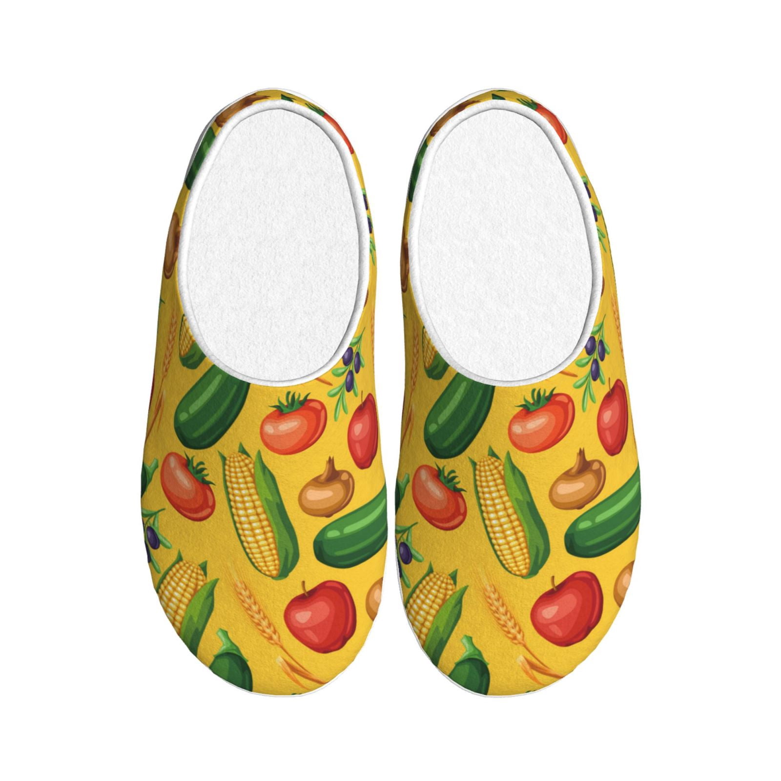 JUNZAN Colorful Vegetables Print Cozy Slippers for Men& Women,Fuzzy ...
