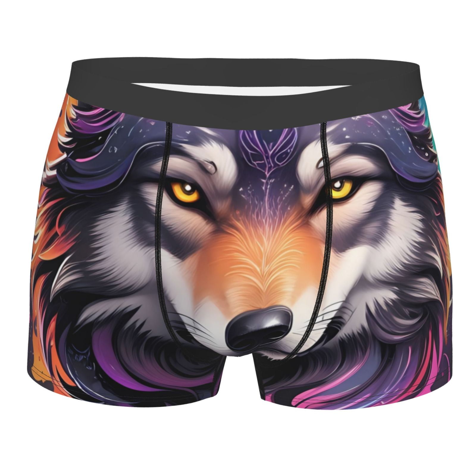 JUNZAN Colorful Wolf Head A Mens Underwear Boxer Briefs for Men’s ...