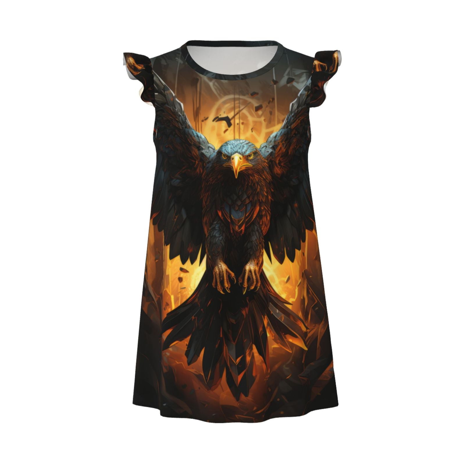 JUNZAN Cool Black Eagle Print Girls Nightgown Pajamas - Soft Toddler Sleepwear Dress for Girls ...