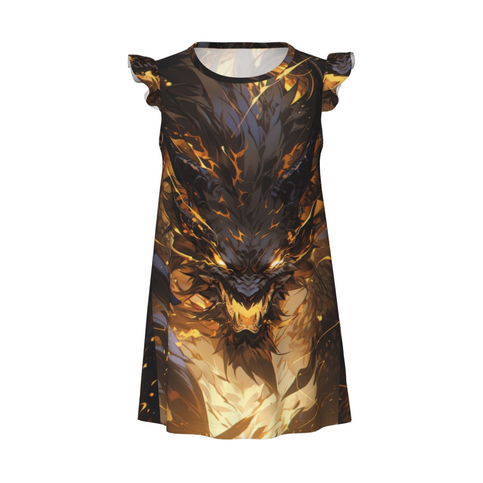 JUNZAN Cool Black Gold Dragon Print Girls Nightgown Pajamas - Soft ...