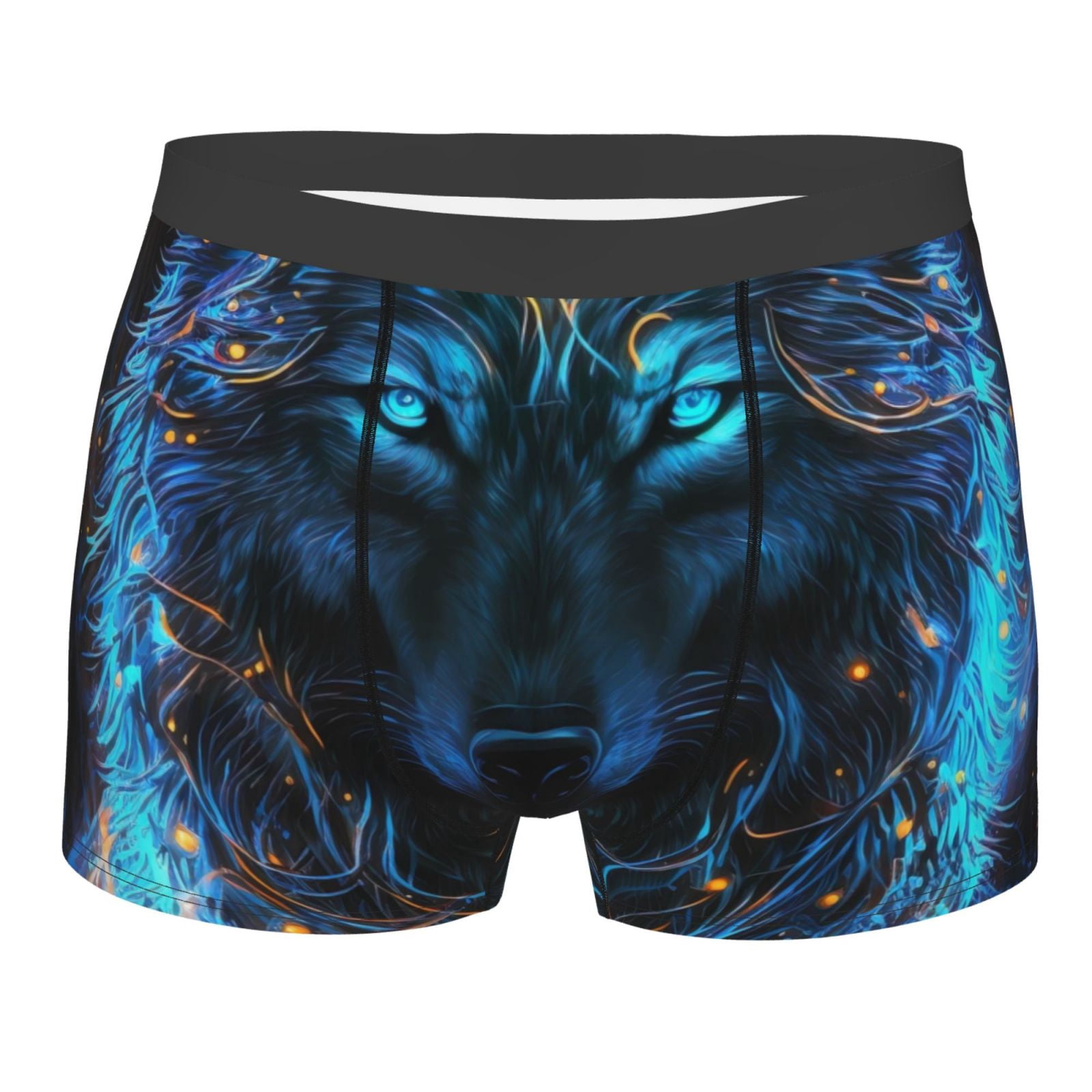 JUNZAN Cool Blue Light Wolf Mens Underwear Boxer Briefs for Men’s ...
