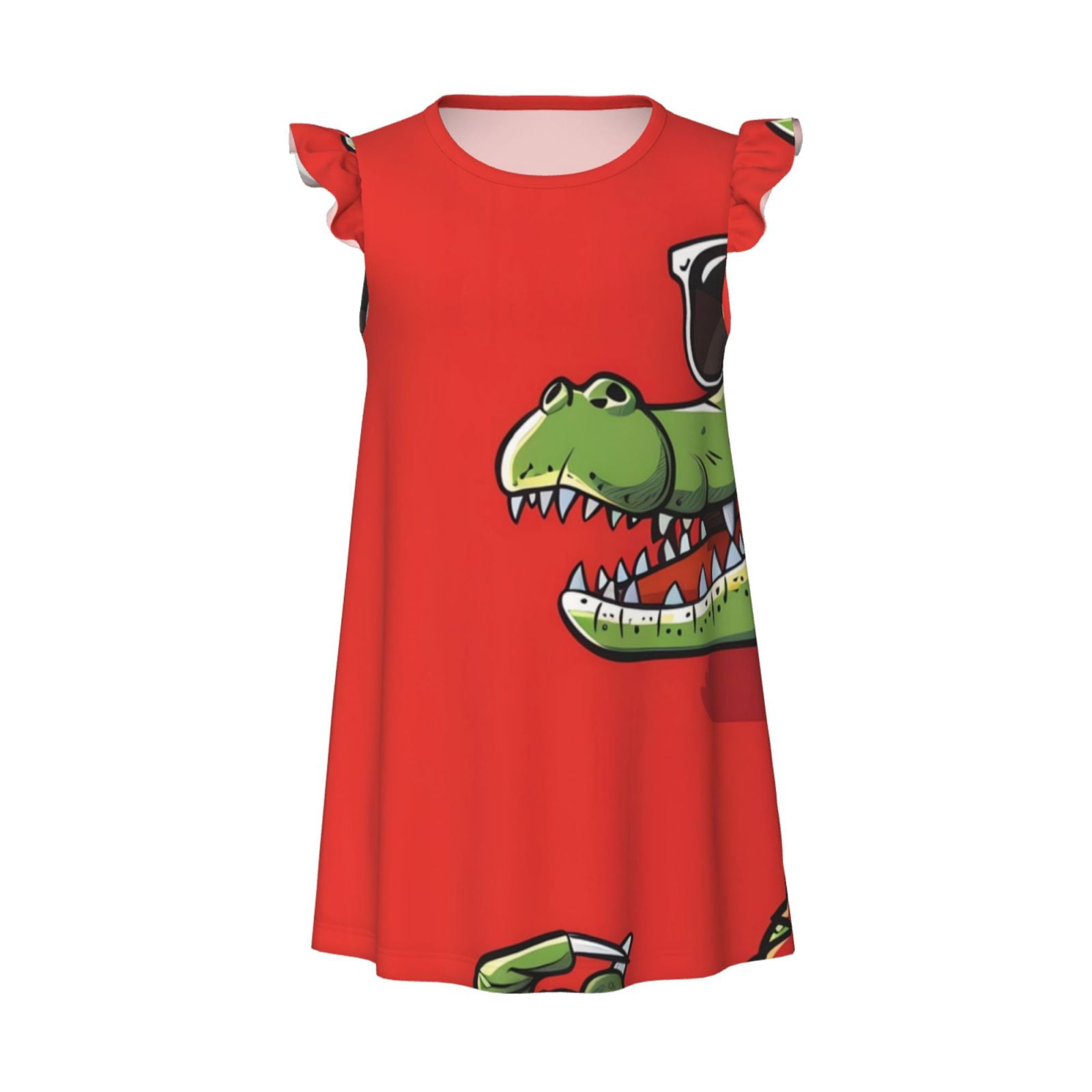 JUNZAN Cool Crocodile With Sunglasses Print Girls Nightgown Pajamas ...