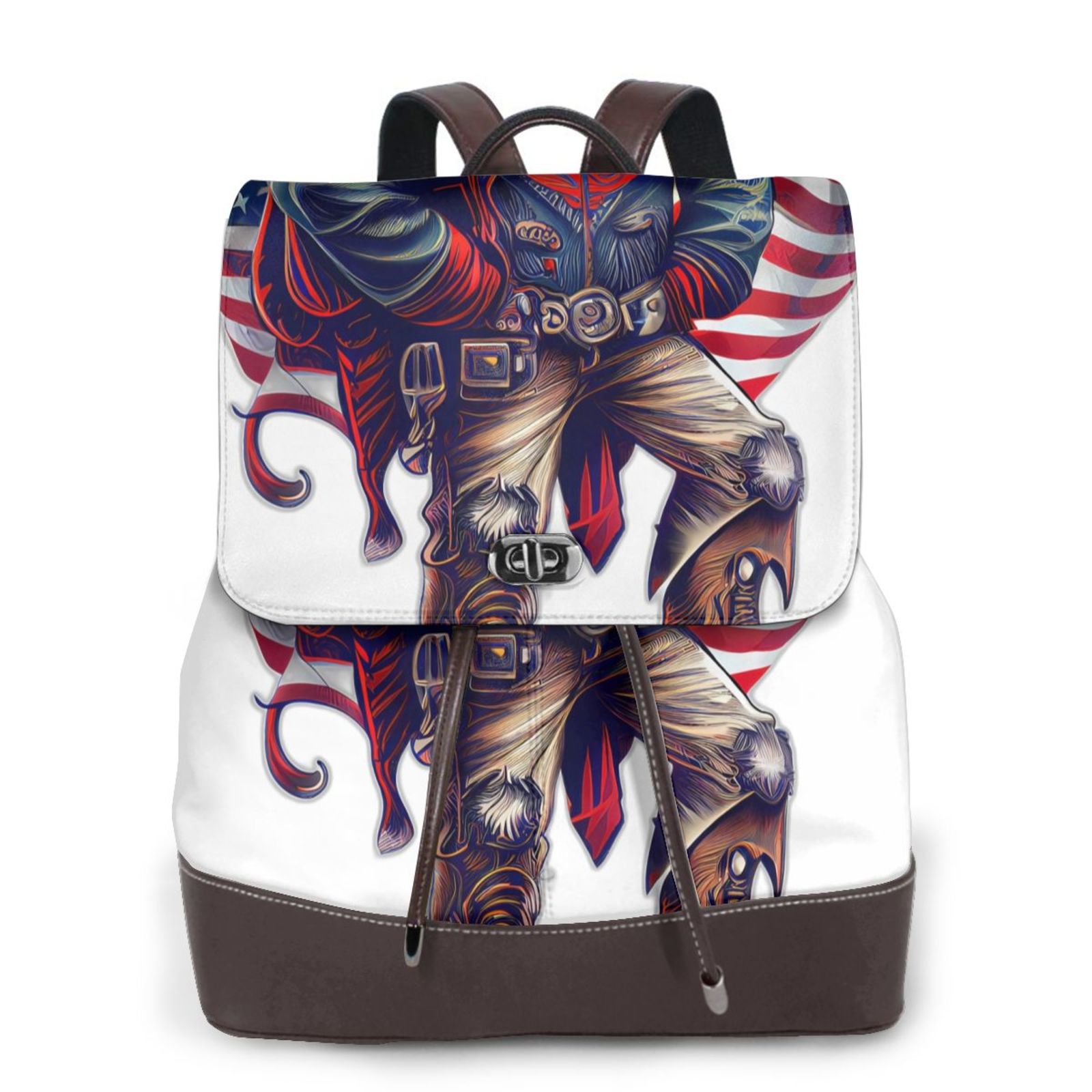 JUNZAN Cool Patriotic Buffalo Cowboy for PU Leather Backpack,Laptop ...