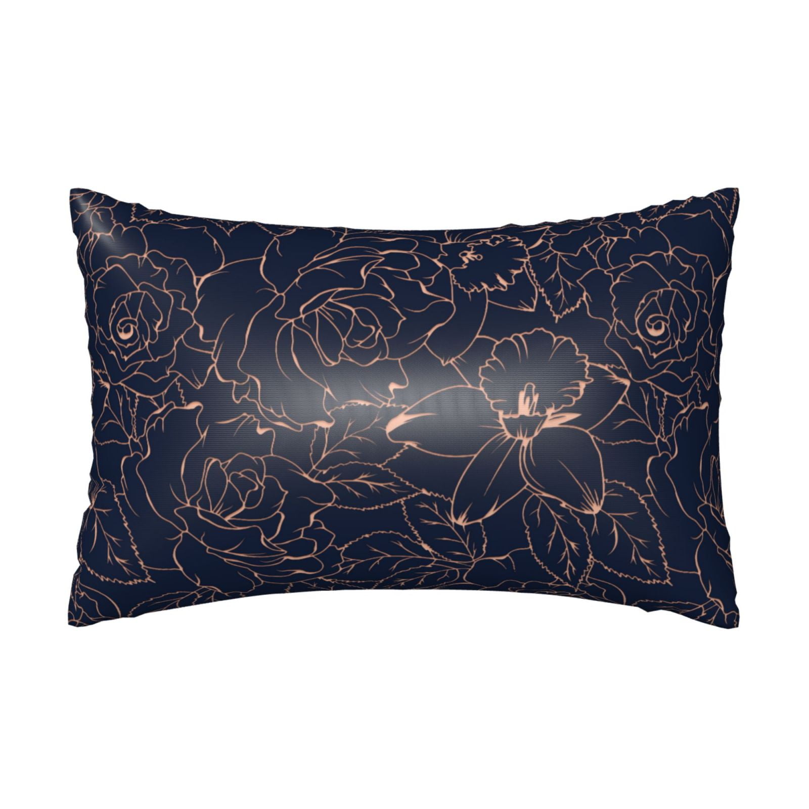 JUNZAN Copper-Gold Gloss Outline Flower Silk Pillowcase for Hair and ...