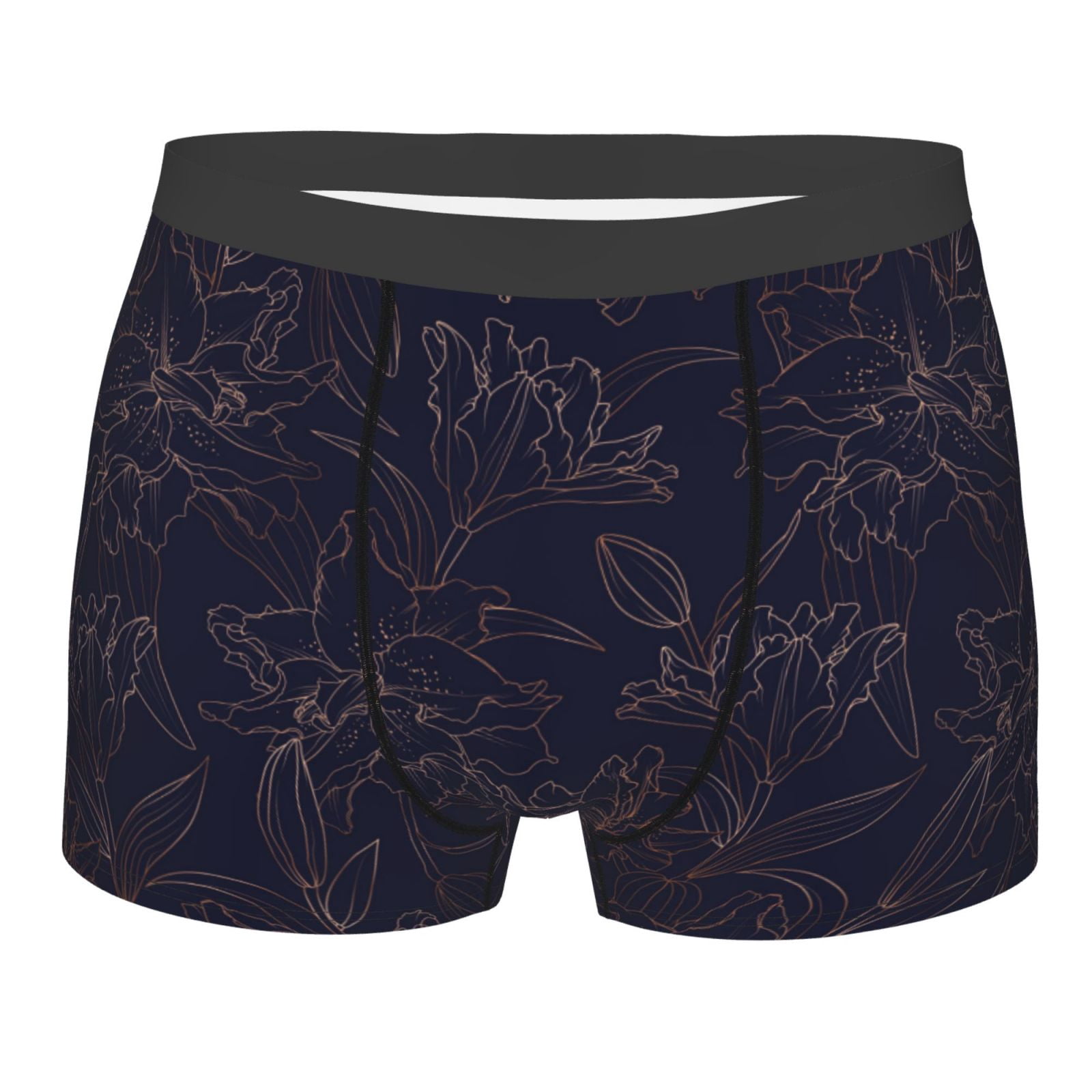 JUNZAN Copper-Gold Gloss Outline Flower1 Mens Underwear Boxer Briefs ...