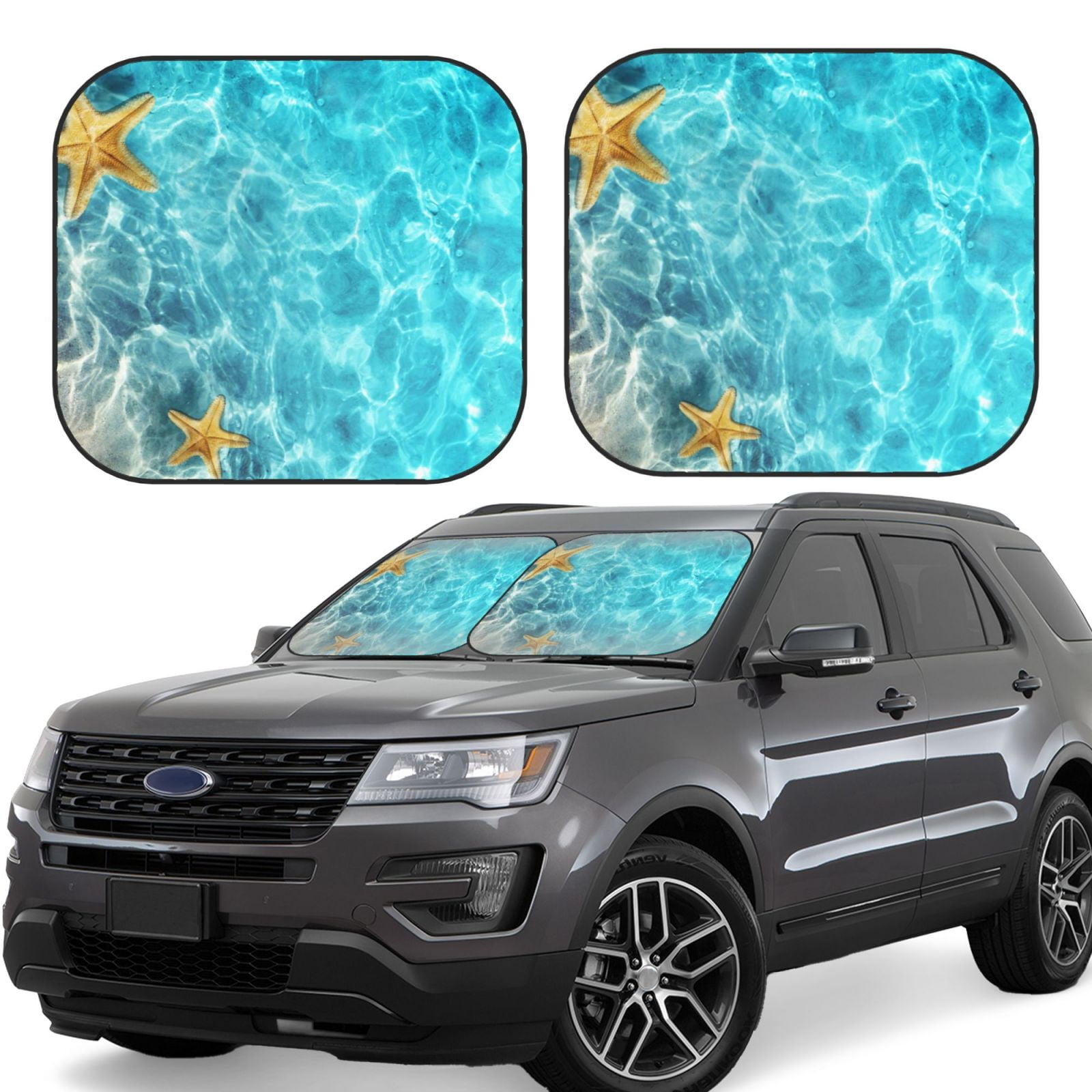 JUNZAN Coral And Seashell On The Beach Pattern Car Windshield Sun Shade ...