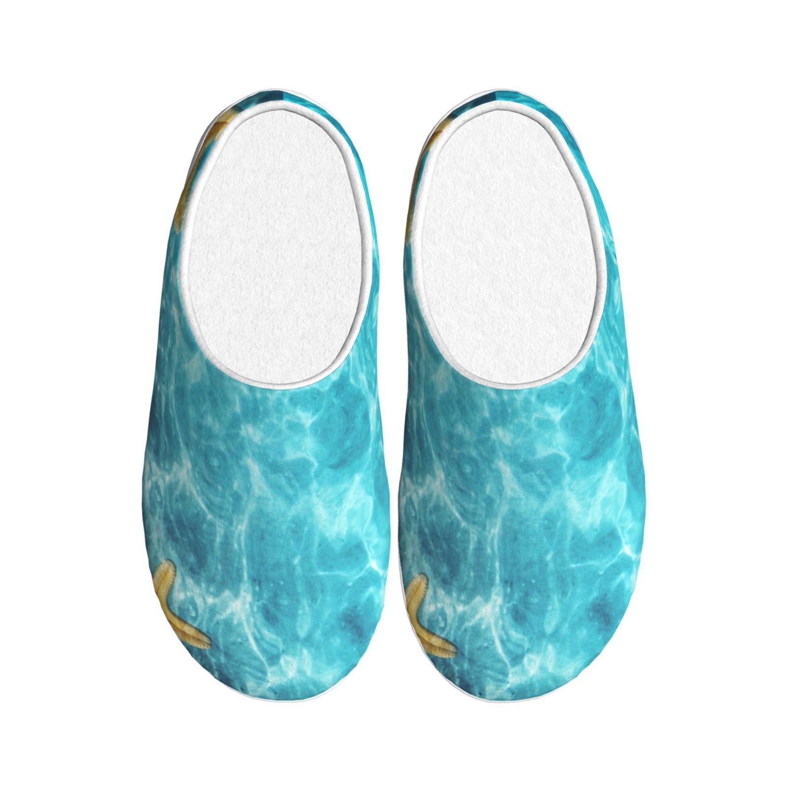 JUNZAN Coral And Seashell On The Beach Print Cozy Slippers for Men ...