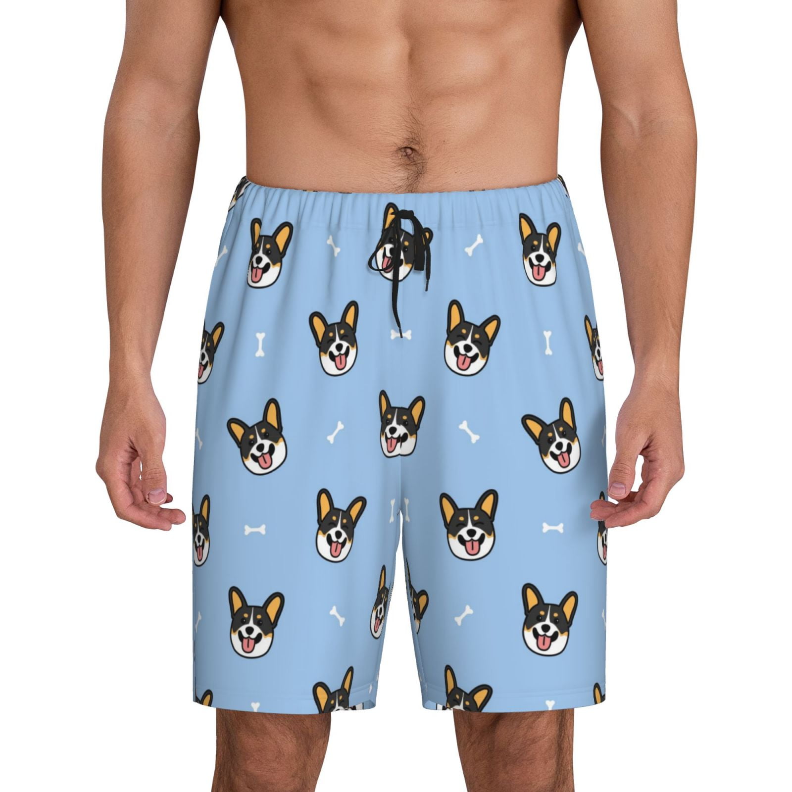 JUNZAN Corgi Dog Pattern Sleep Pajama Shorts for Men,Men's Pajama ...