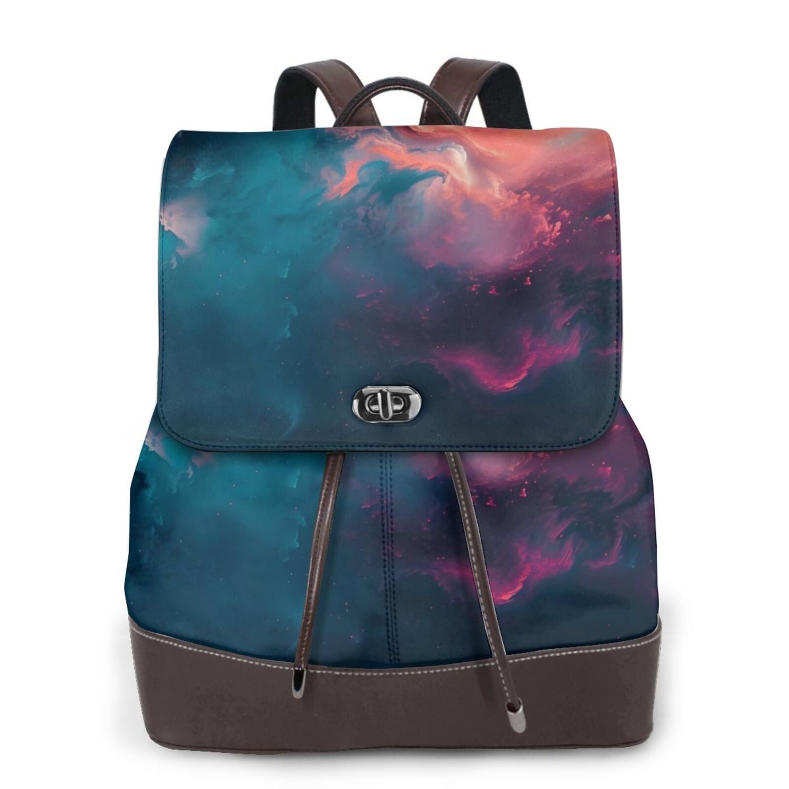 JUNZAN Cosmic Paint Swirl for PU Leather Backpack,Laptop Backpack Purse ...