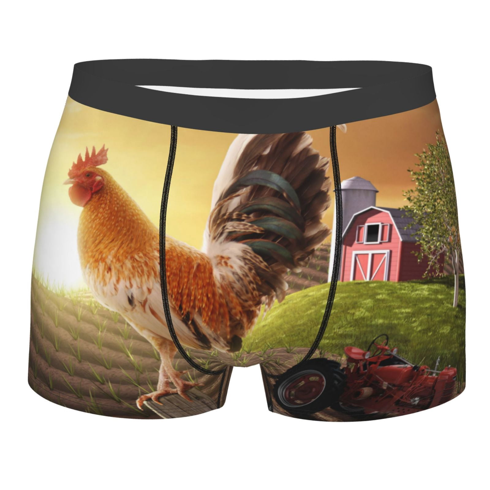 JUNZAN Country Farm Morning Rooster Mens Underwear Boxer Briefs for Men ...