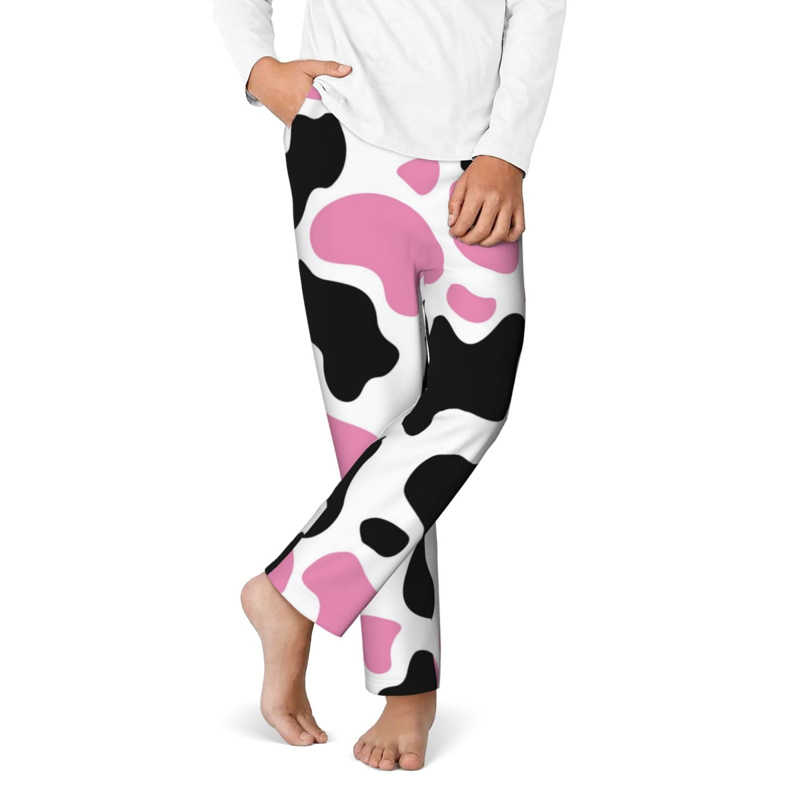 JUNZAN Cow Spots Pattern Pajama Pants for Boys Girls,Sleep Pants Teens ...