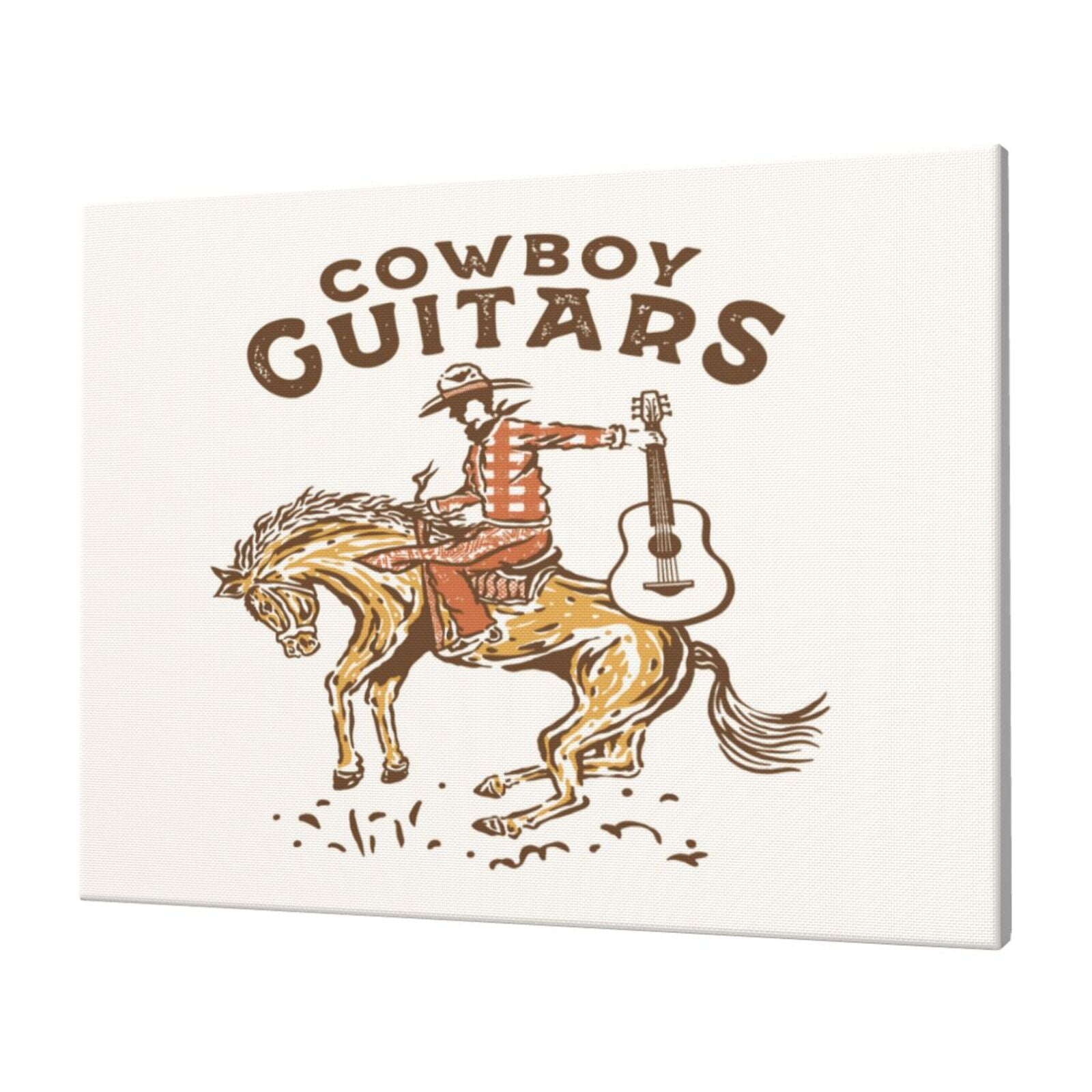 JUNZAN Cowboy Rodeo Guitar Pattern Canvas Wall Art Prints,Wall Art ...