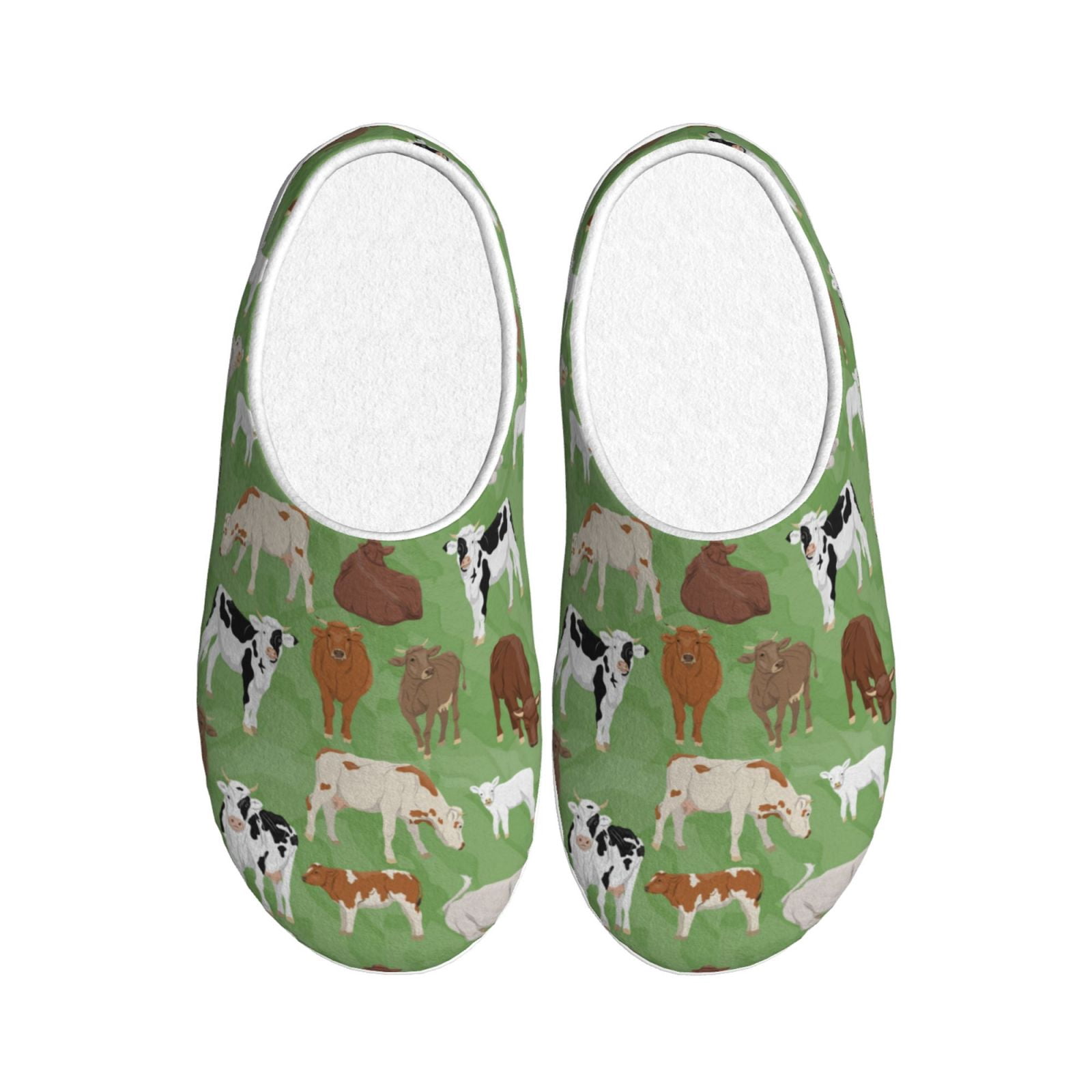 JUNZAN Cows And Calves Print Cozy Slippers for Men& Women,Fuzzy Slip-on ...