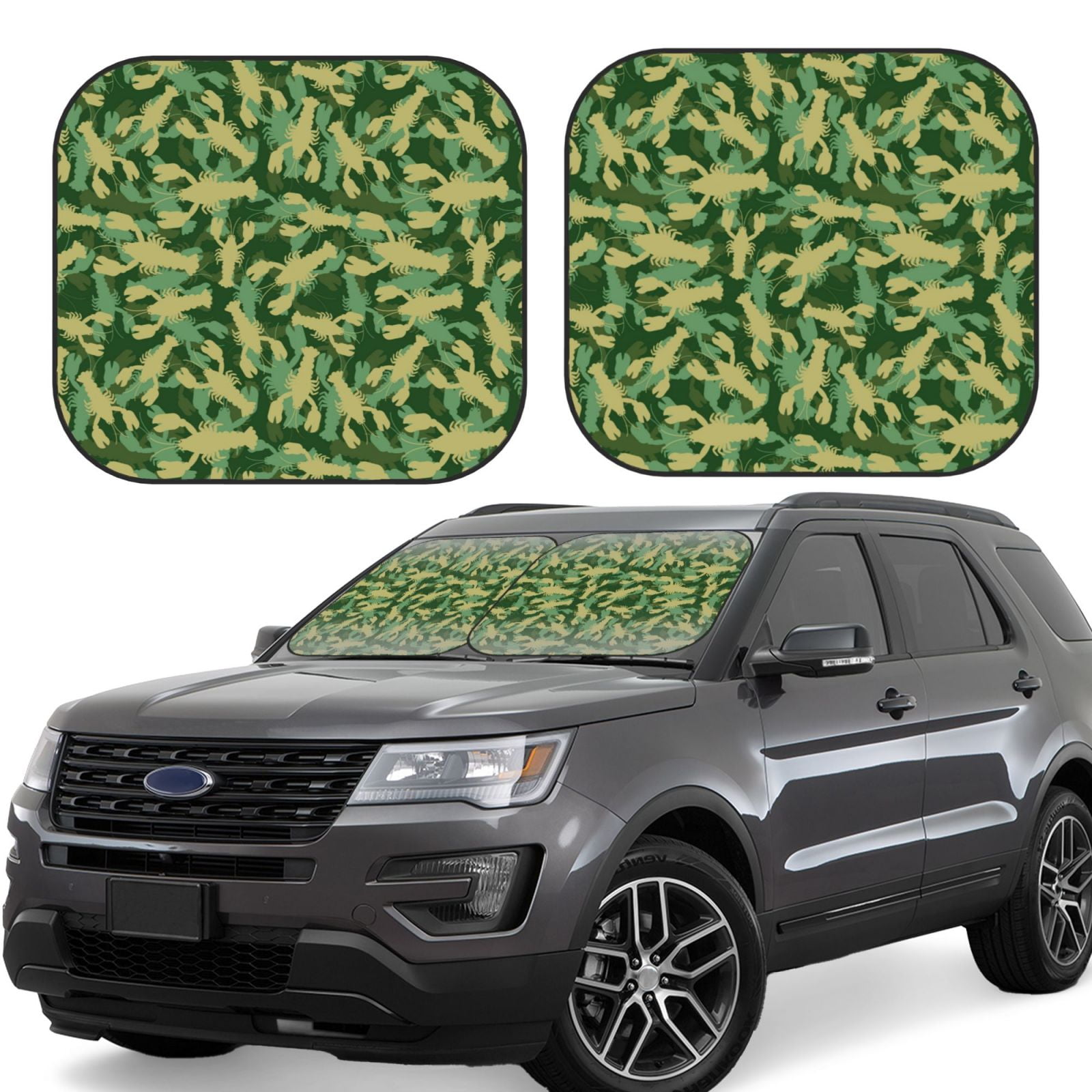 JUNZAN Crayfish Army Pattern Car Windshield Sun Shade | Reflective ...
