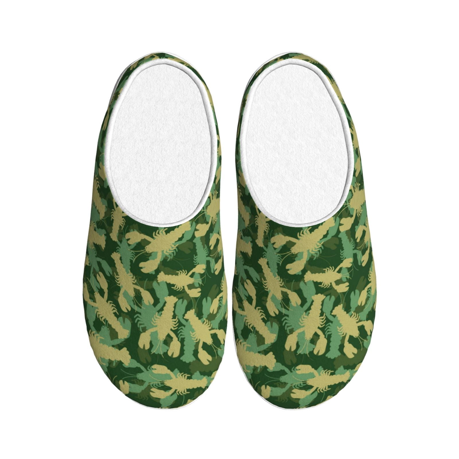 JUNZAN Crayfish Army Print Cozy Slippers for Men& Women,Fuzzy Slip-on ...